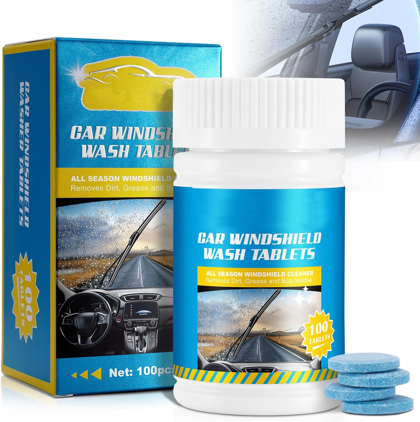 Amazon.com: YHFGTTIO 100 Pieces Car Windshield Washer Tablets ...