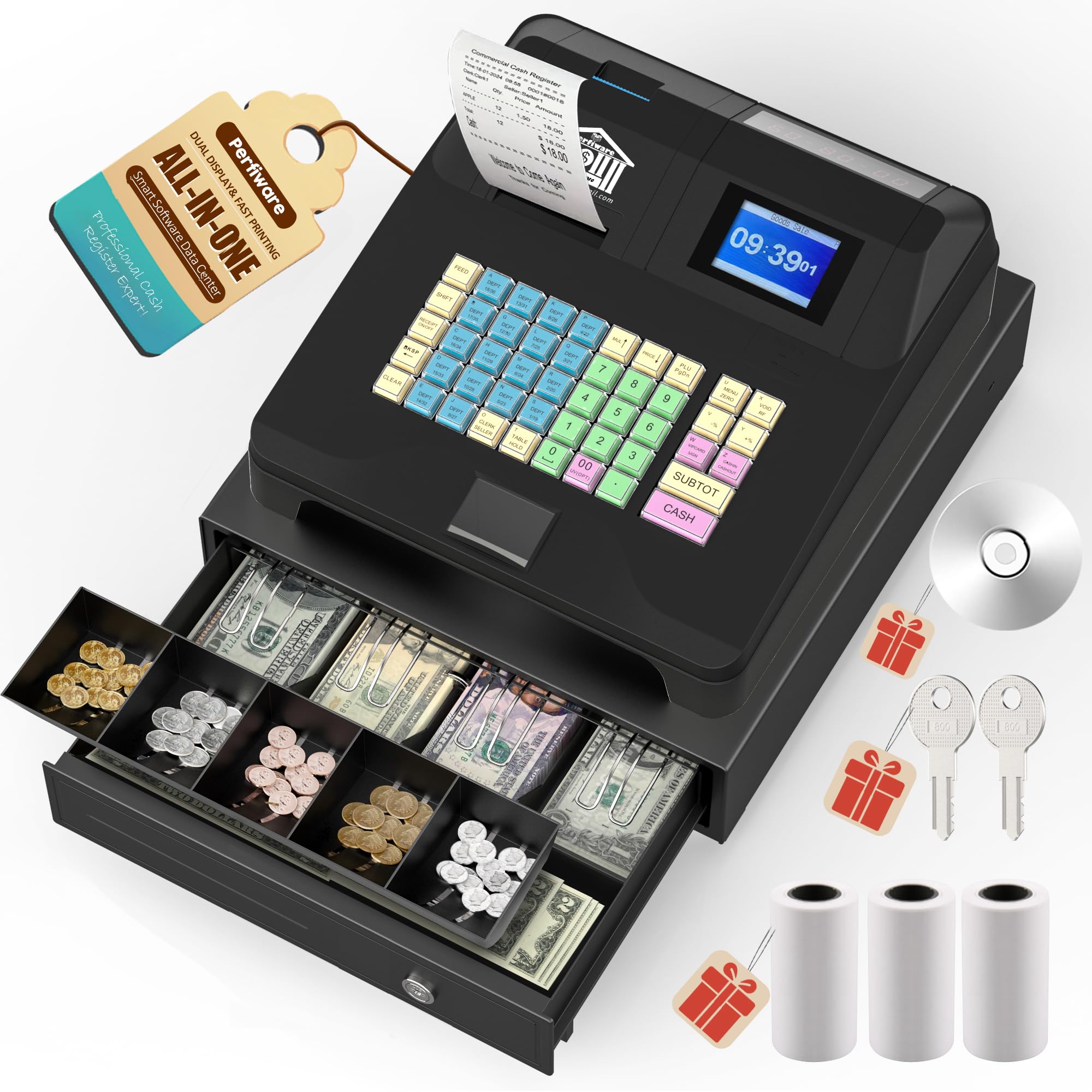 Cashier Register Lelin Wooden New Cash Register Toy, Suitable For