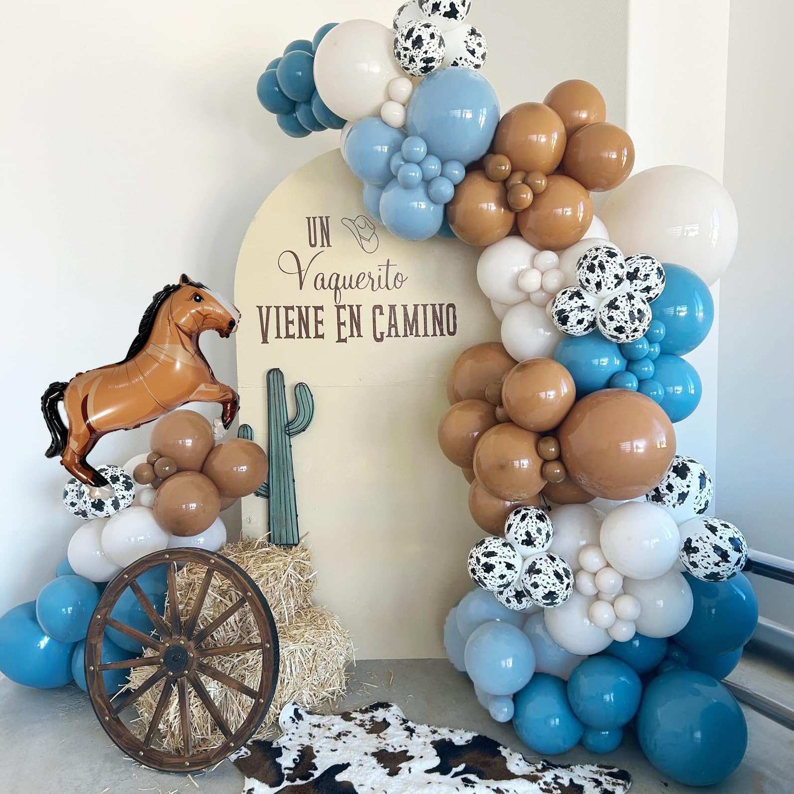 Amazon.com: 146pcs Cowboy Balloon Arch Brown, Blue, Cow Print Balloons ...