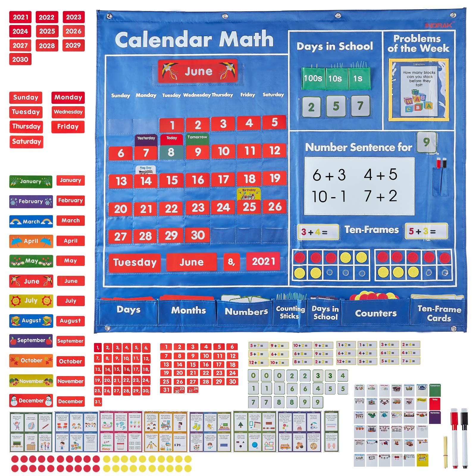 Buy INDRAK Math For Elementary School Classroom Pocket Chart For Daily