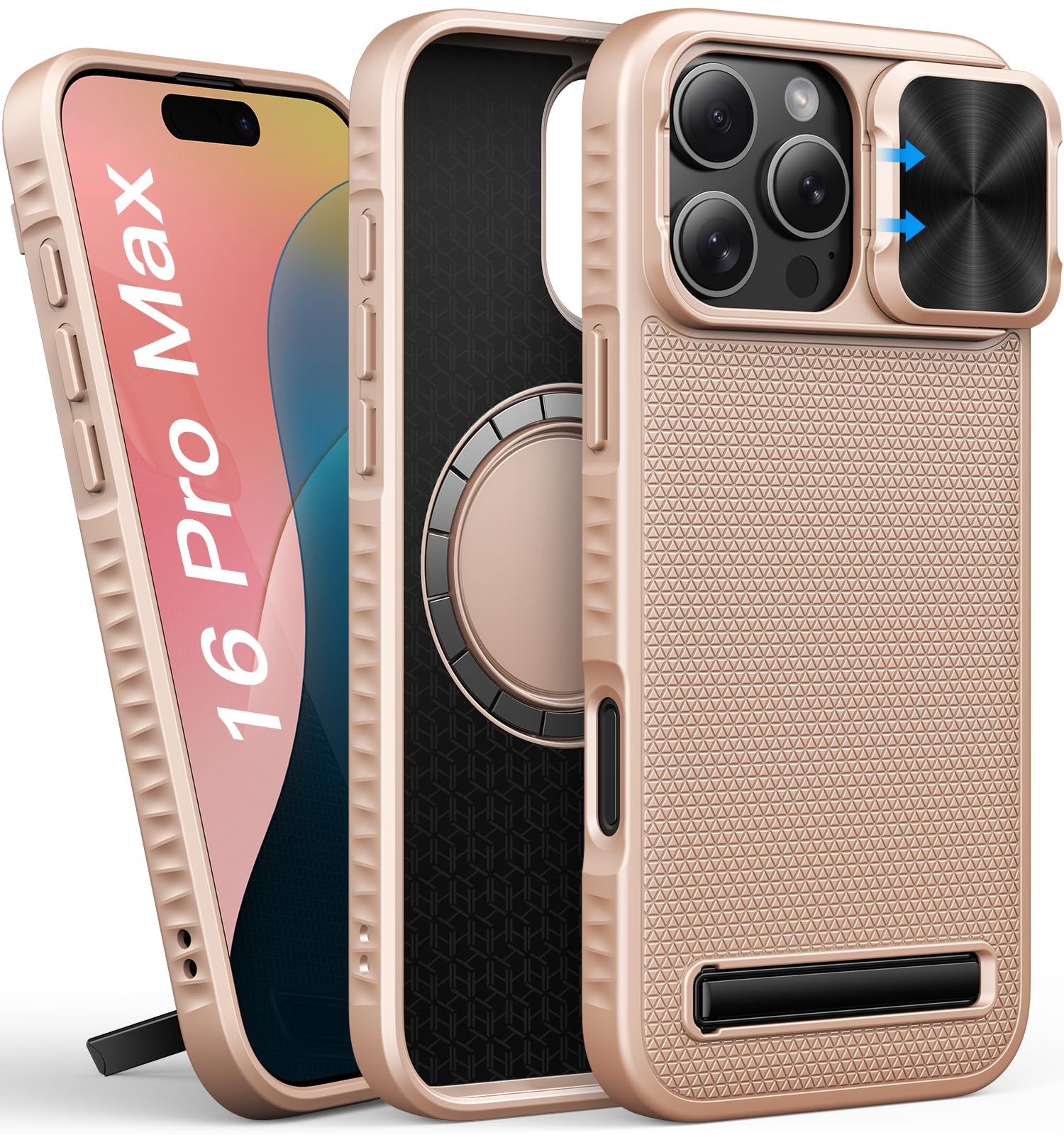 Amazon.com: BXYJY for iPhone 16 Pro Max Case with Kickstand, Slide Lens ...