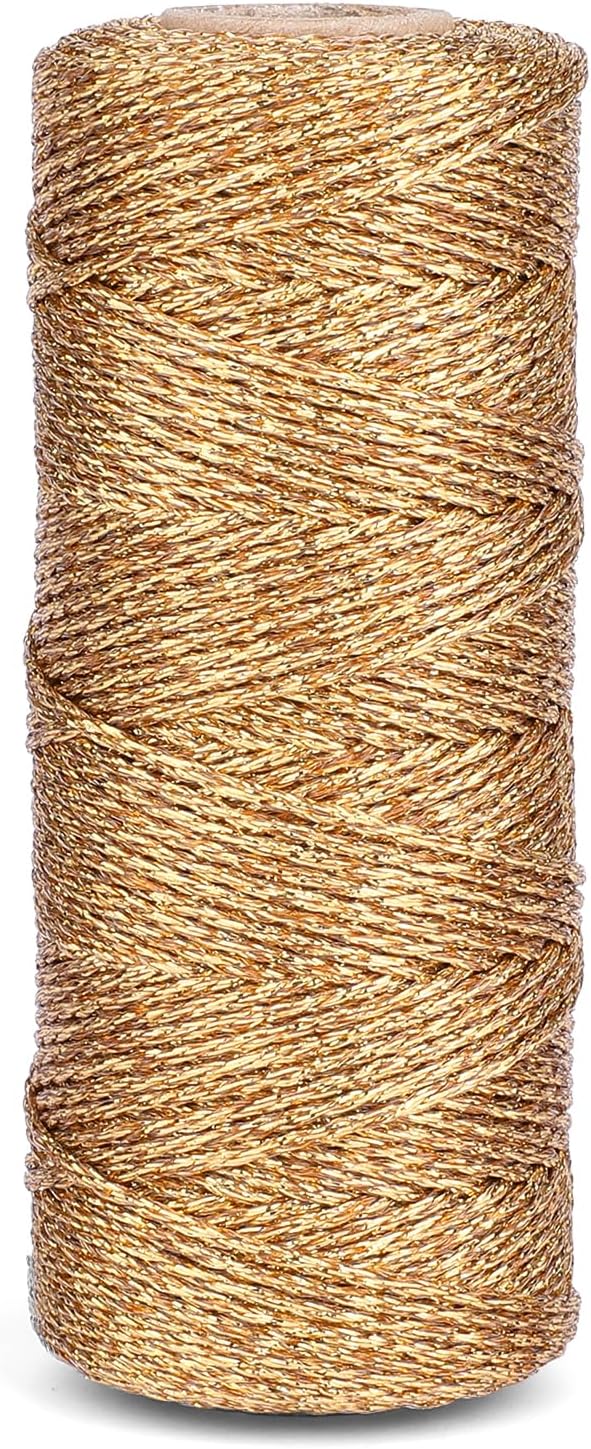 Amazon.com: Gold String Twine for Crafts Decorative Metallic Bakers ...