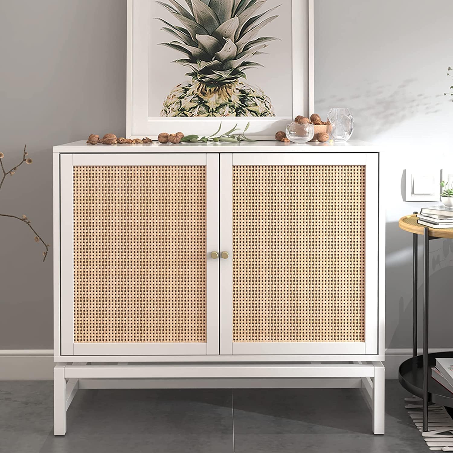 Amazon.com - Lamerge Sideboard Buffet Cabinet, Rattan Kitchen Storage ...