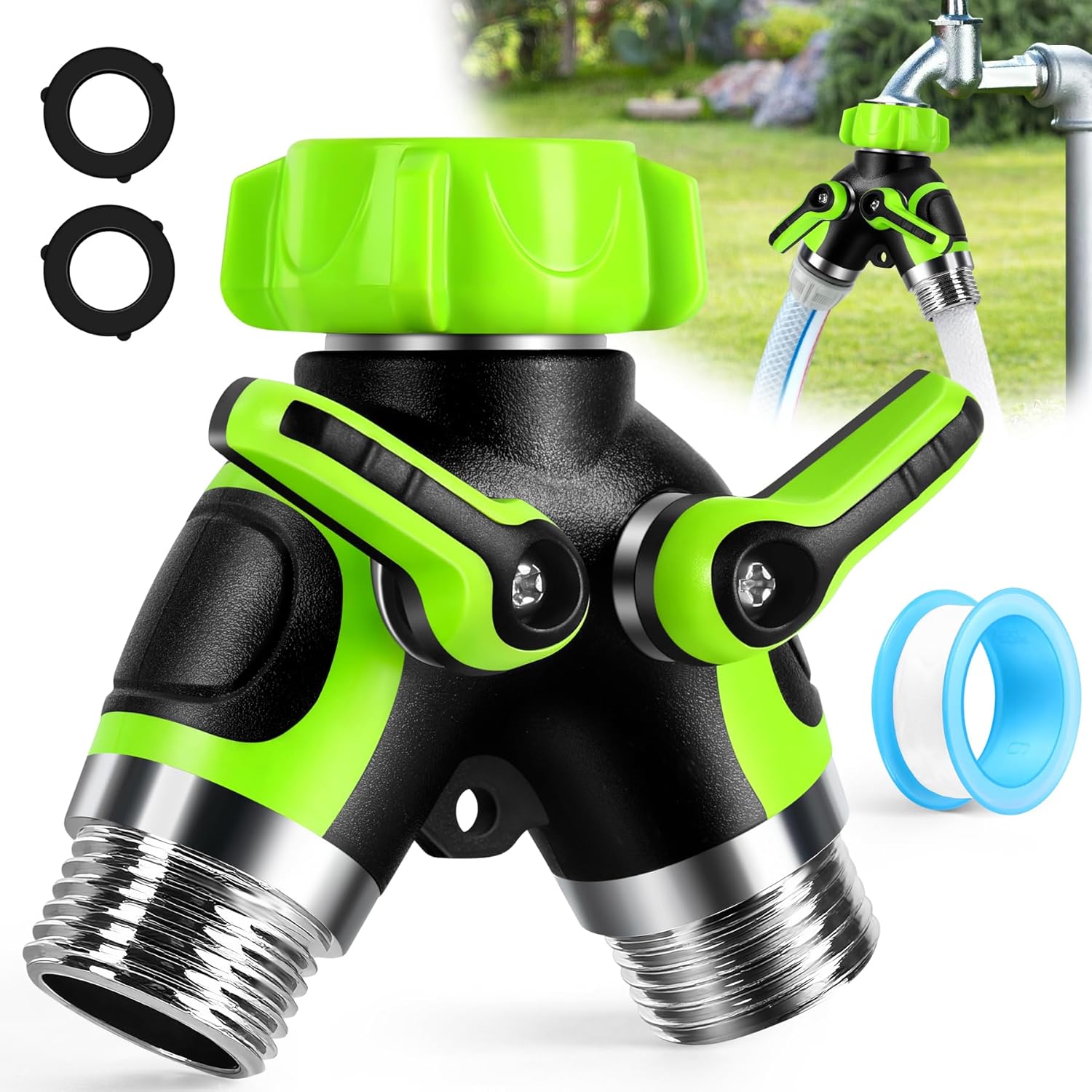 Amazon.com: KlrSwp Garden Hose Spiltter, 2 Way Y Spigot Adapter with ...