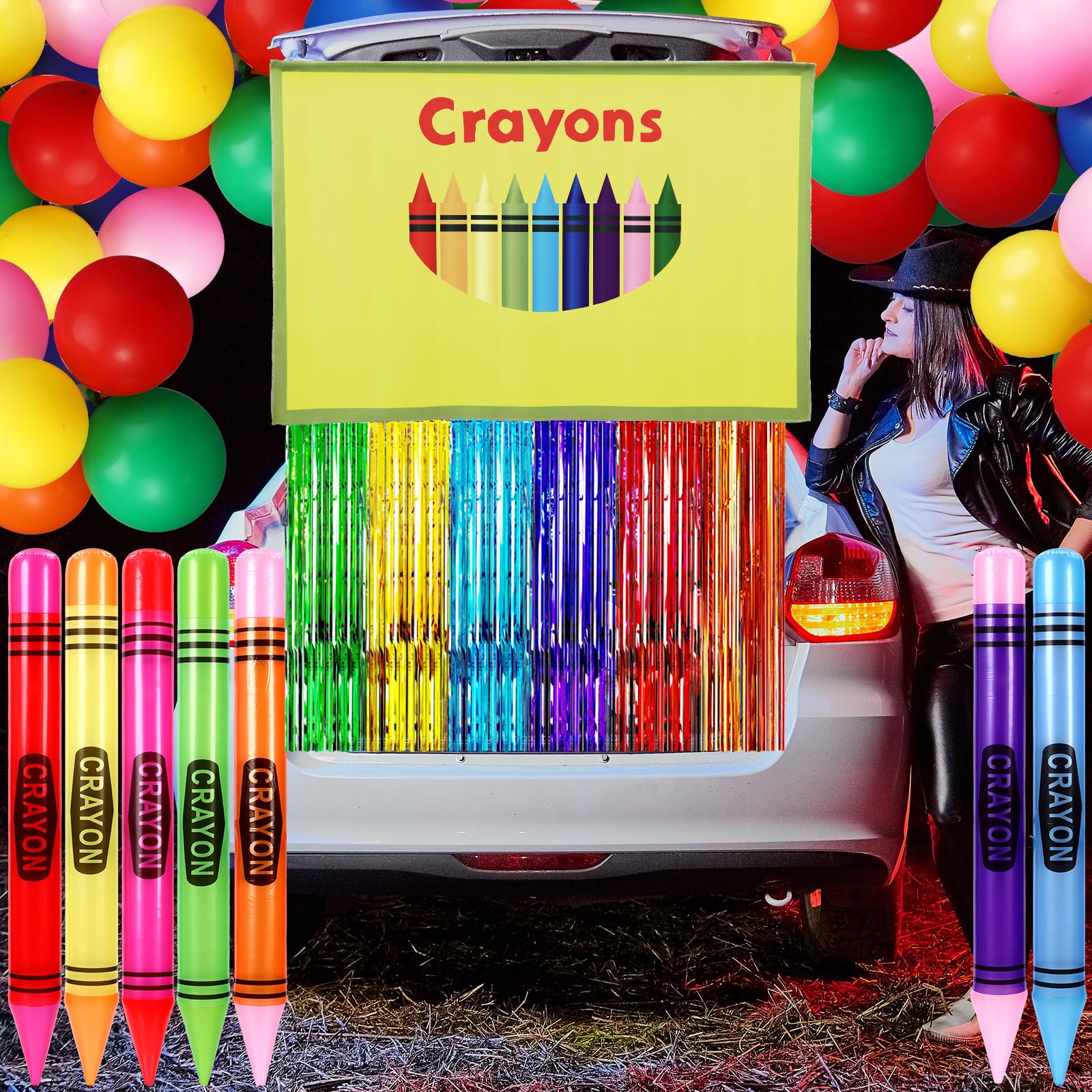Amazon.com: 110 Pcs Halloween Crayons Trunk or Treat Car Decorations ...