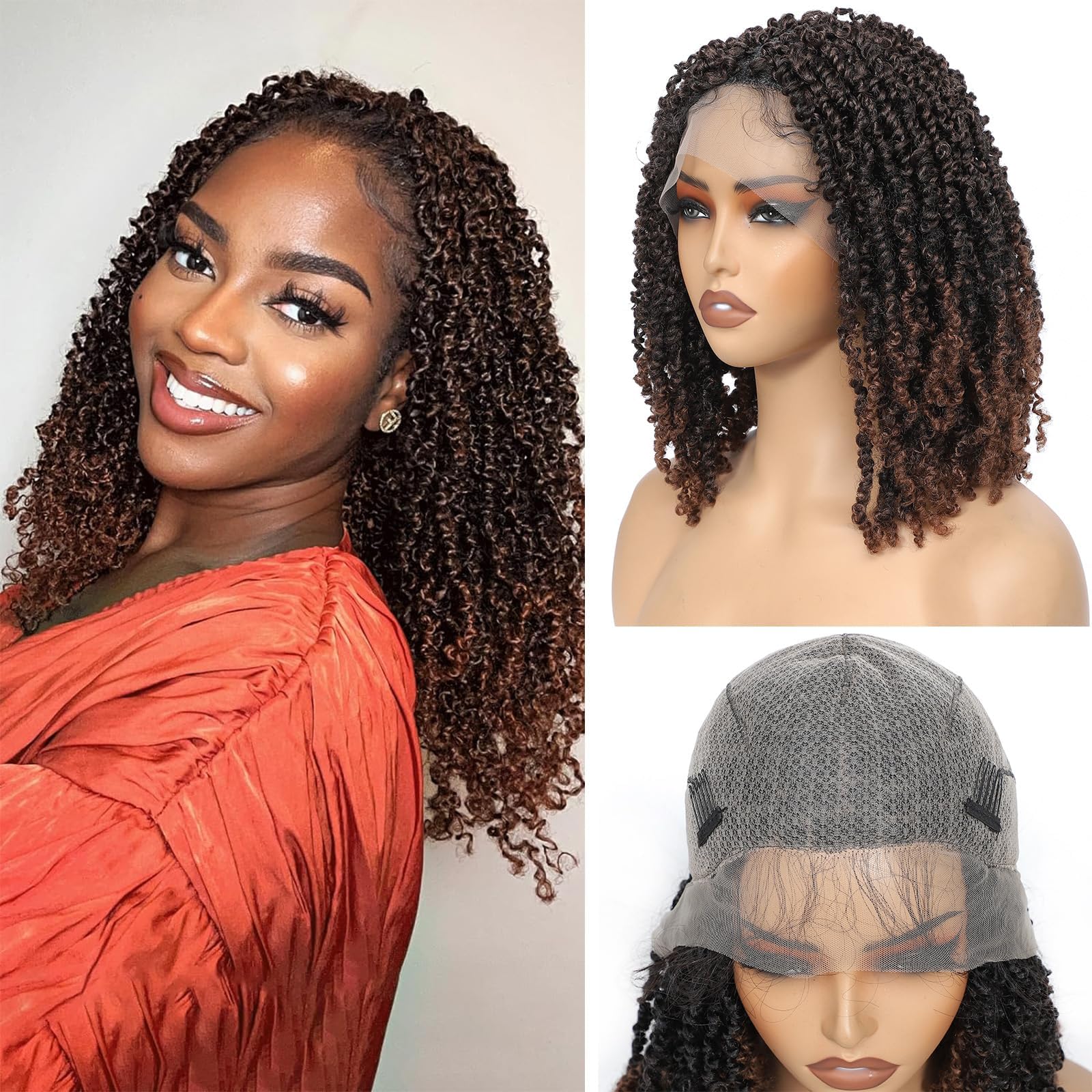 Amazon.com : 12-Inch Pre-looped Yanky Twists Full lace Braided Wigs for ...
