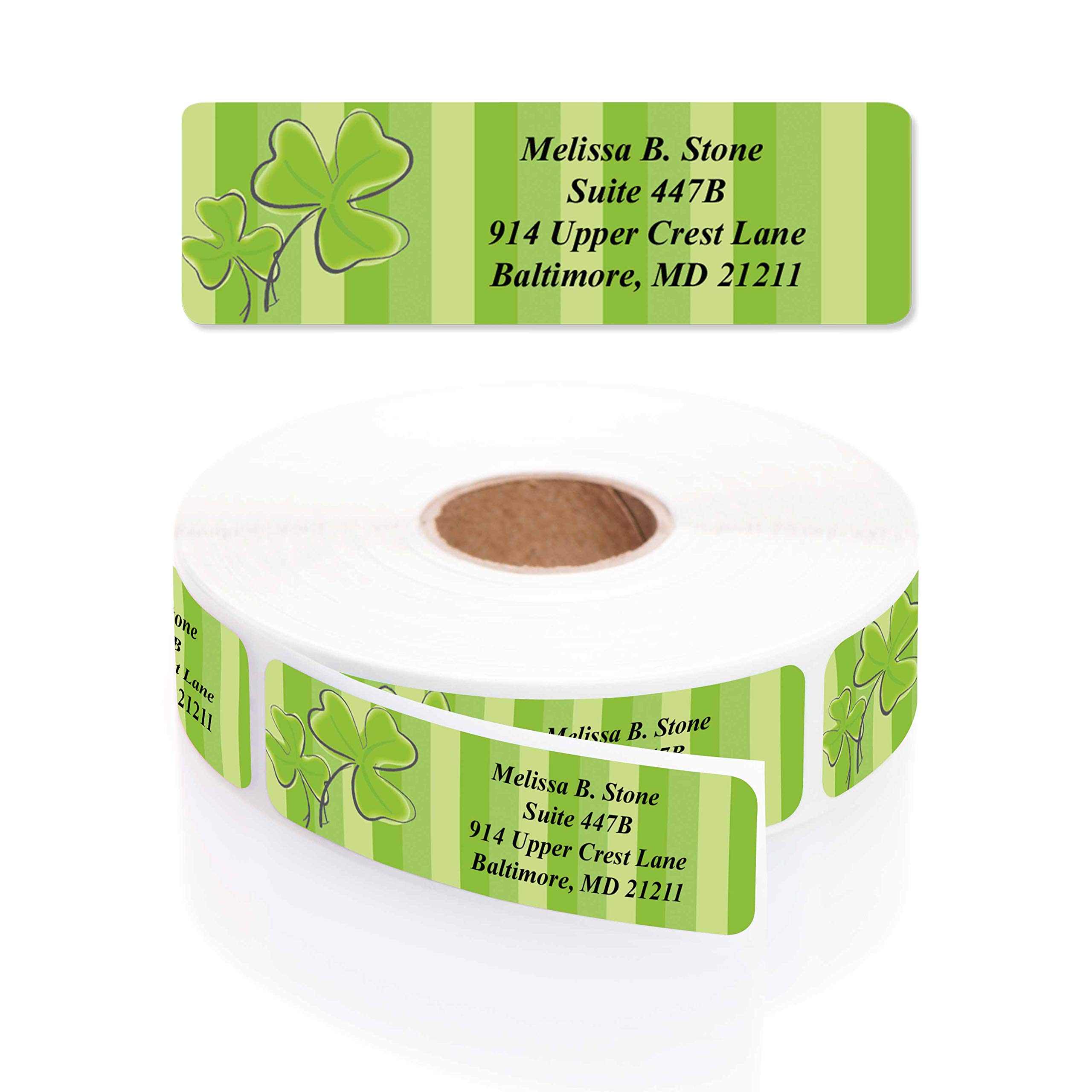 Amazon.com : Shamrock Stripes Clover Rolled Return Address Labels with ...