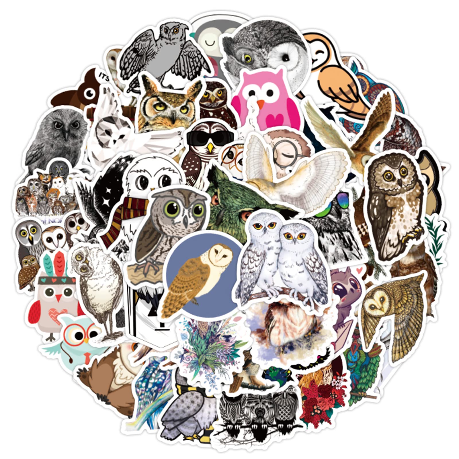 Amazon.com: 50 PCS Cartoon Owl Stickers Pack for Kids Teens, Cute ...