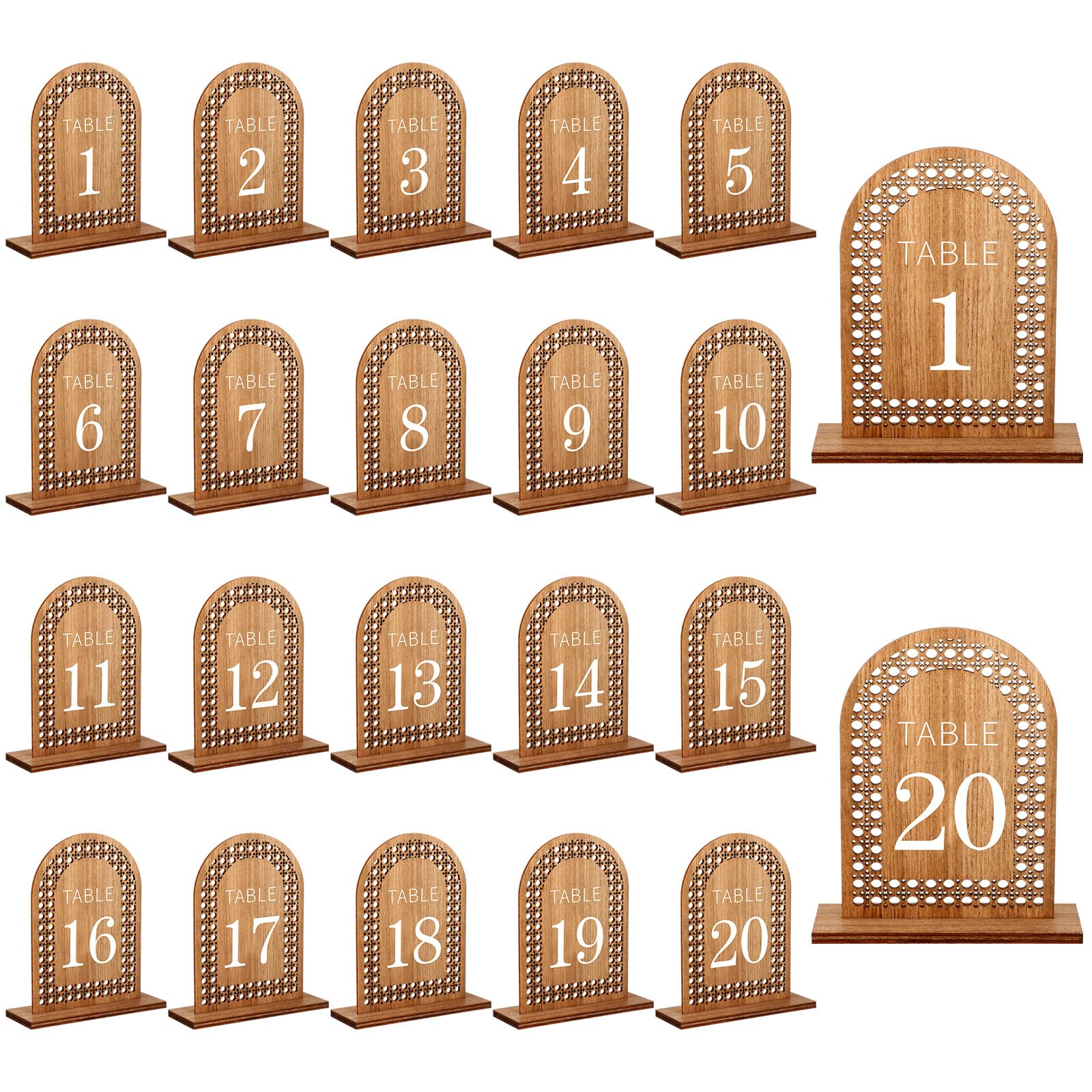 Snapklik.com : Soaoo 20 Pcs Wooden Table Numbers 1-20 Rattan Arch ...