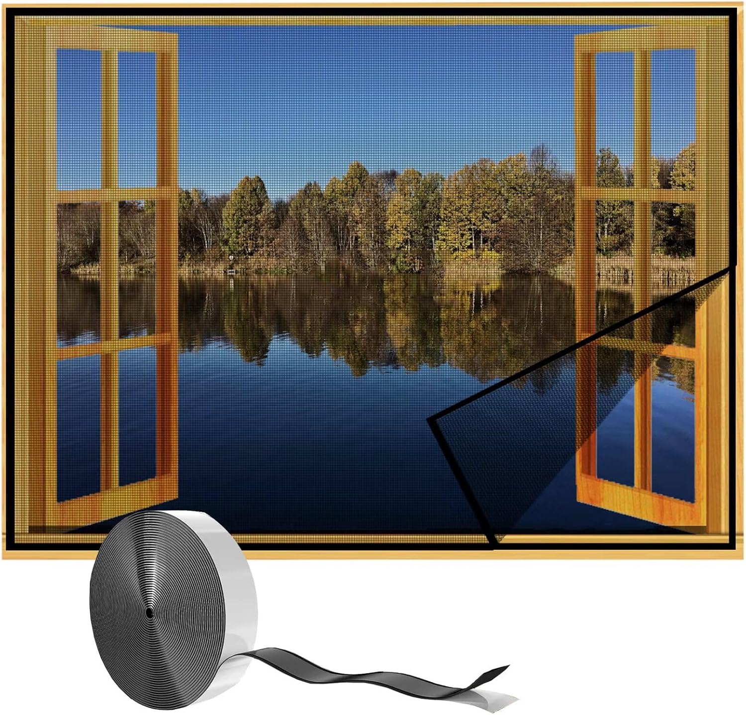 Fiberglass mesh for Window W85 x H145cm(33.4x57in) Black Self Adhesive ...