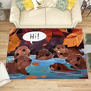 Amazon.com: SherAvant River Otter Rug - 4x6 Rug - Otter Rug - Cute ...