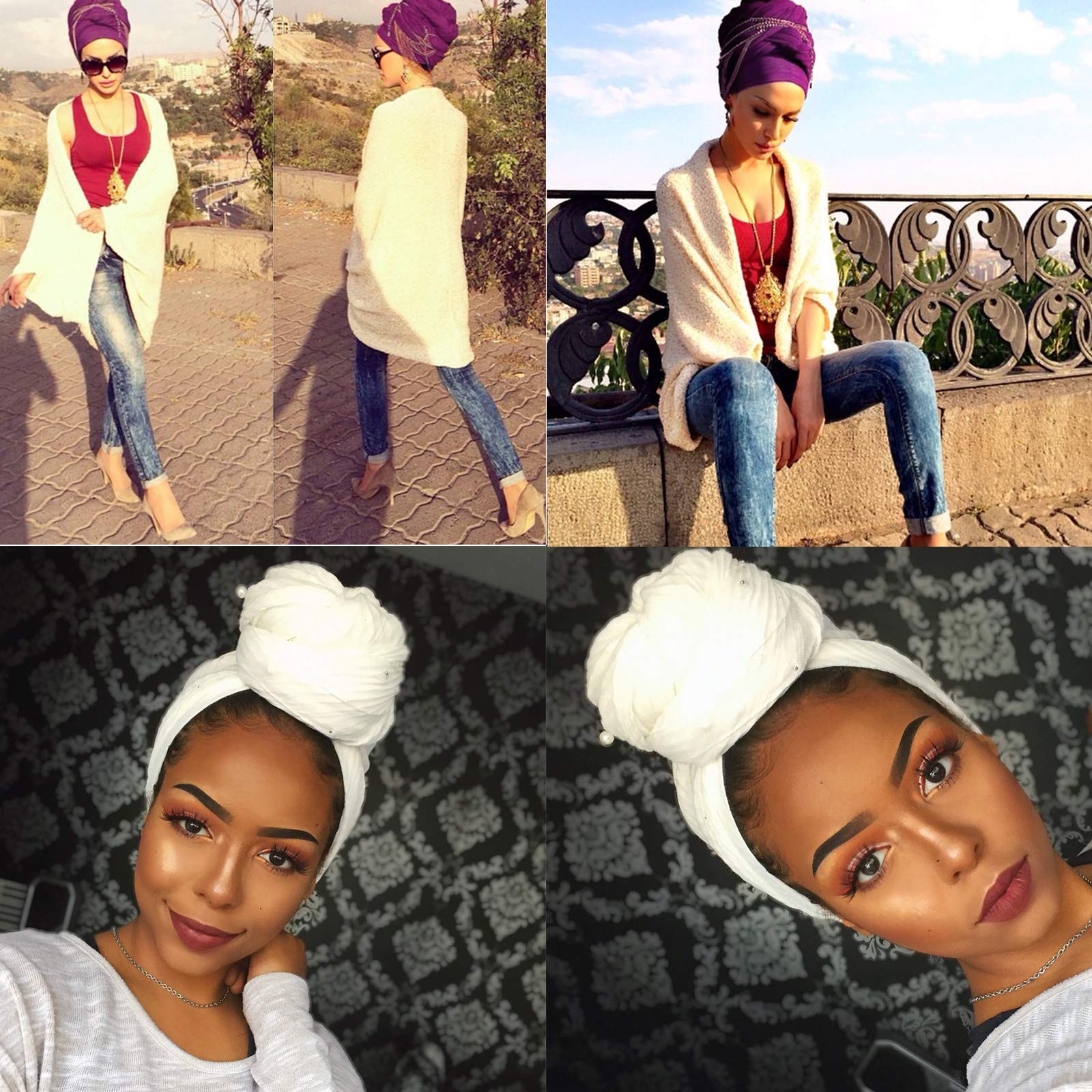 Package of 5 colorful head wraps available in many different colors ...