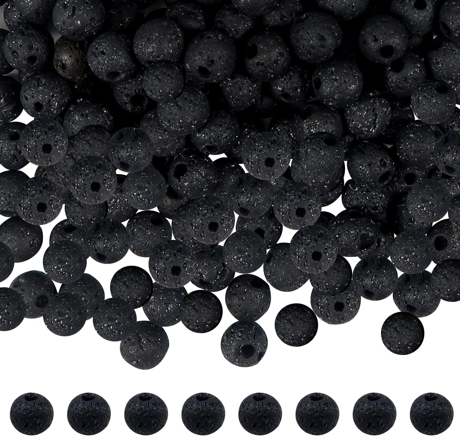 Amazon.com: TOAOB 580pcs 6mm Natural Black Volcanic Lava Beads Rock ...