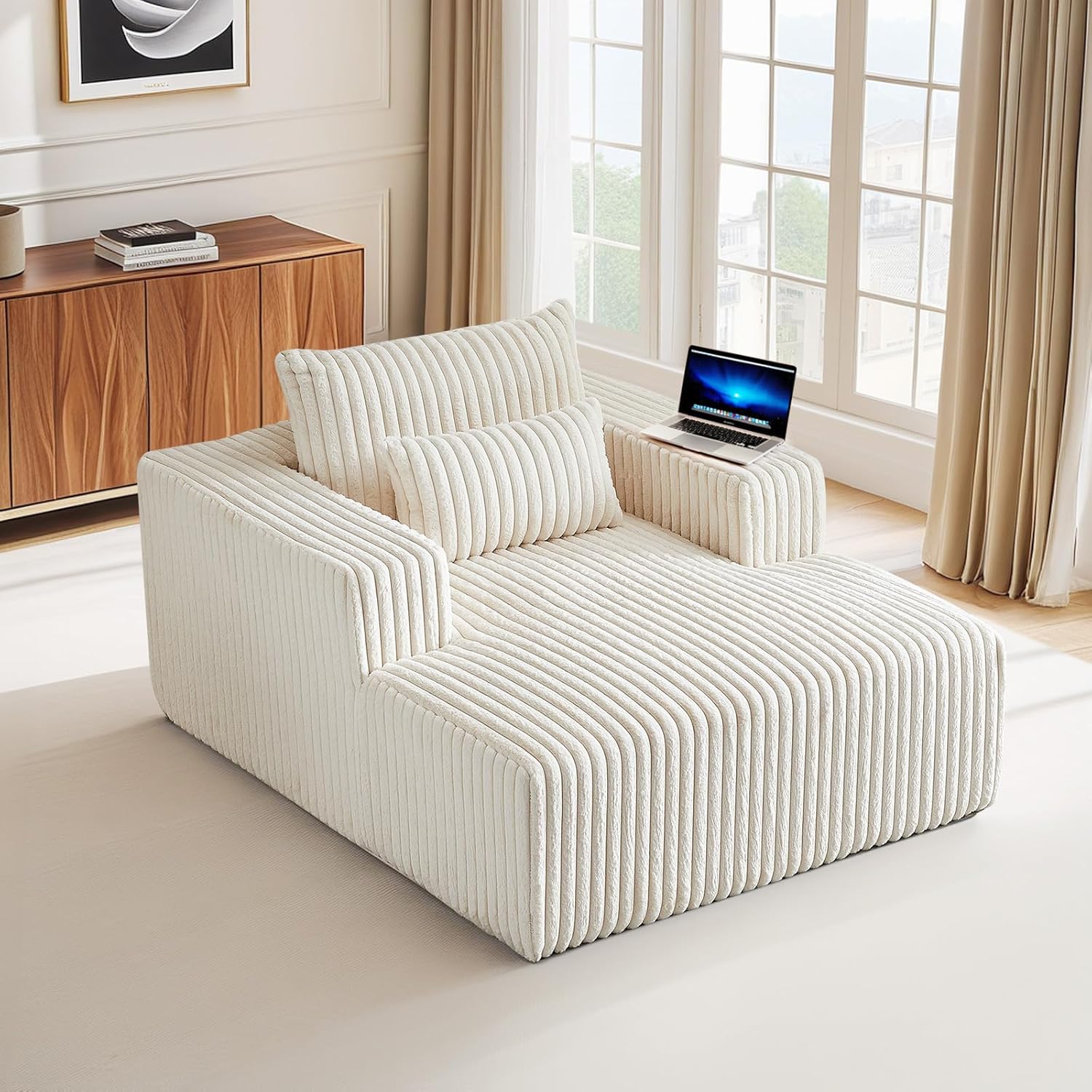 Amazon.com: Oversized Chaise Longue Chair Indoor, Modern 48.5-inch ...