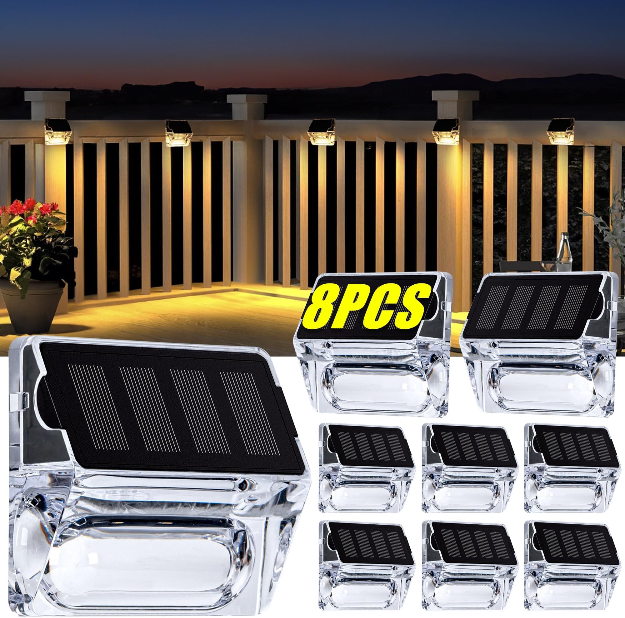 ACPYIDL Outdoor Solar Deck Lights Wall Lights, Warm and RGB Modes ...