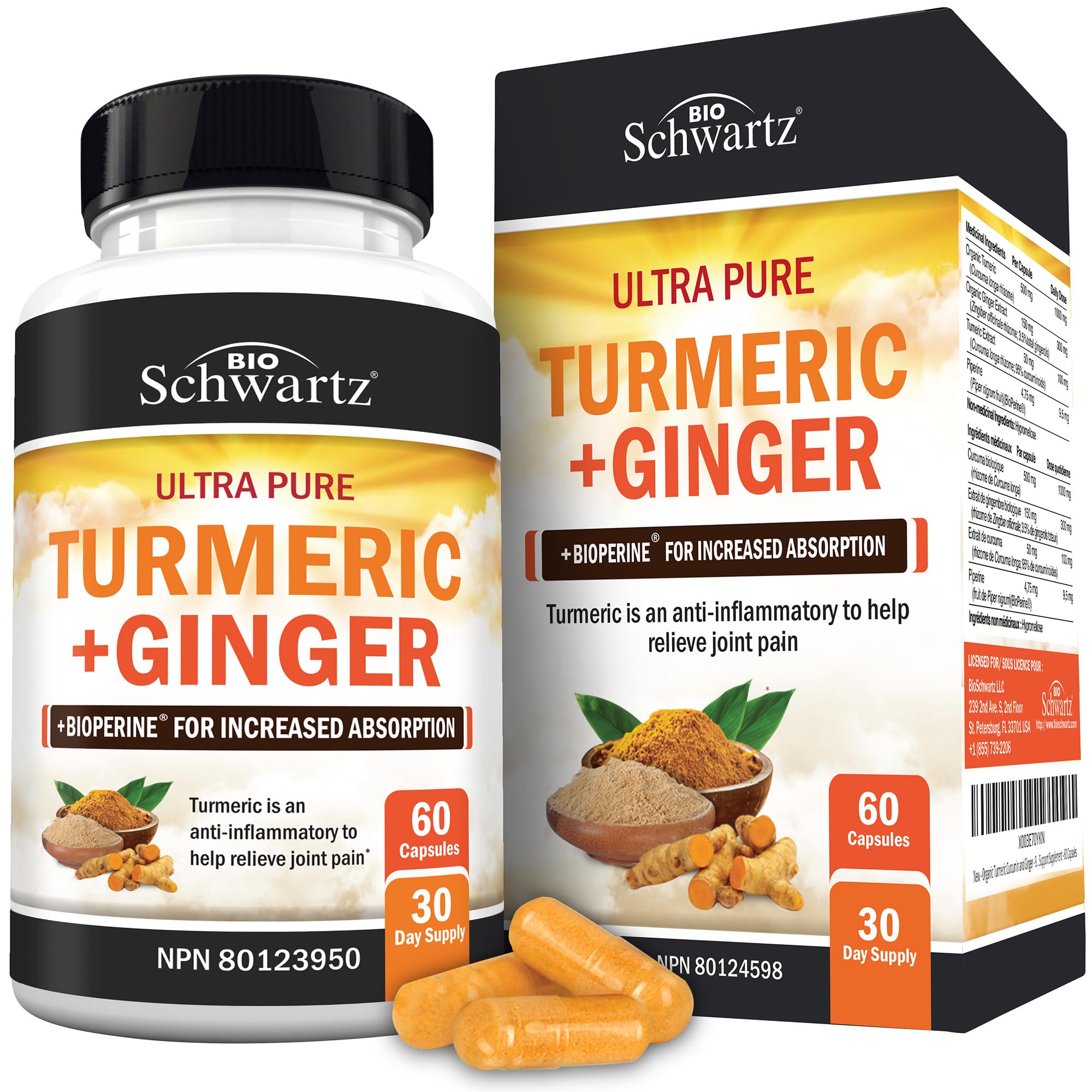 Organic Turmeric Curcumin and Ginger - 95% Standardized Curcuminoids ...