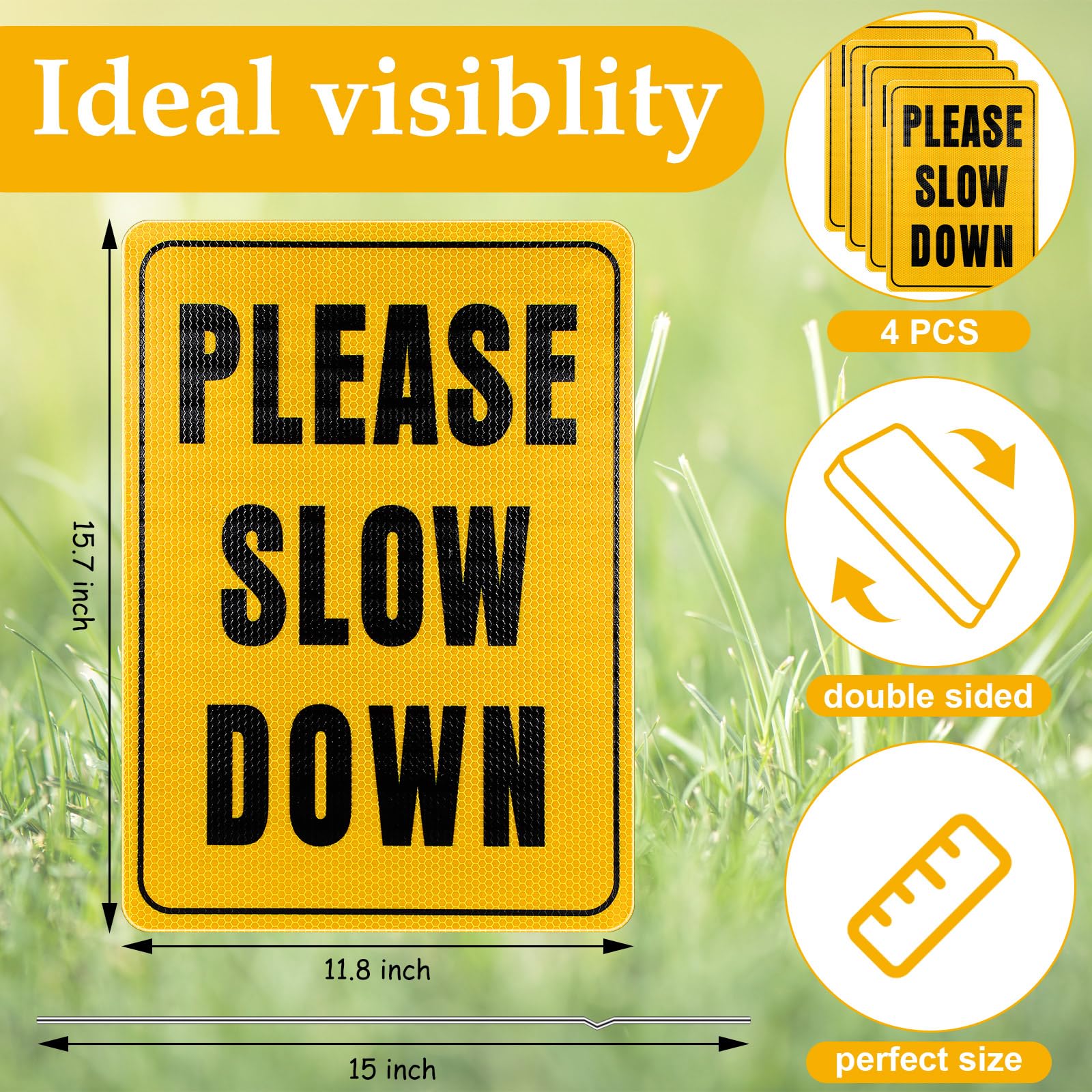Snapklik.com : Colarr 4 Pcs Please Slow Down Signs