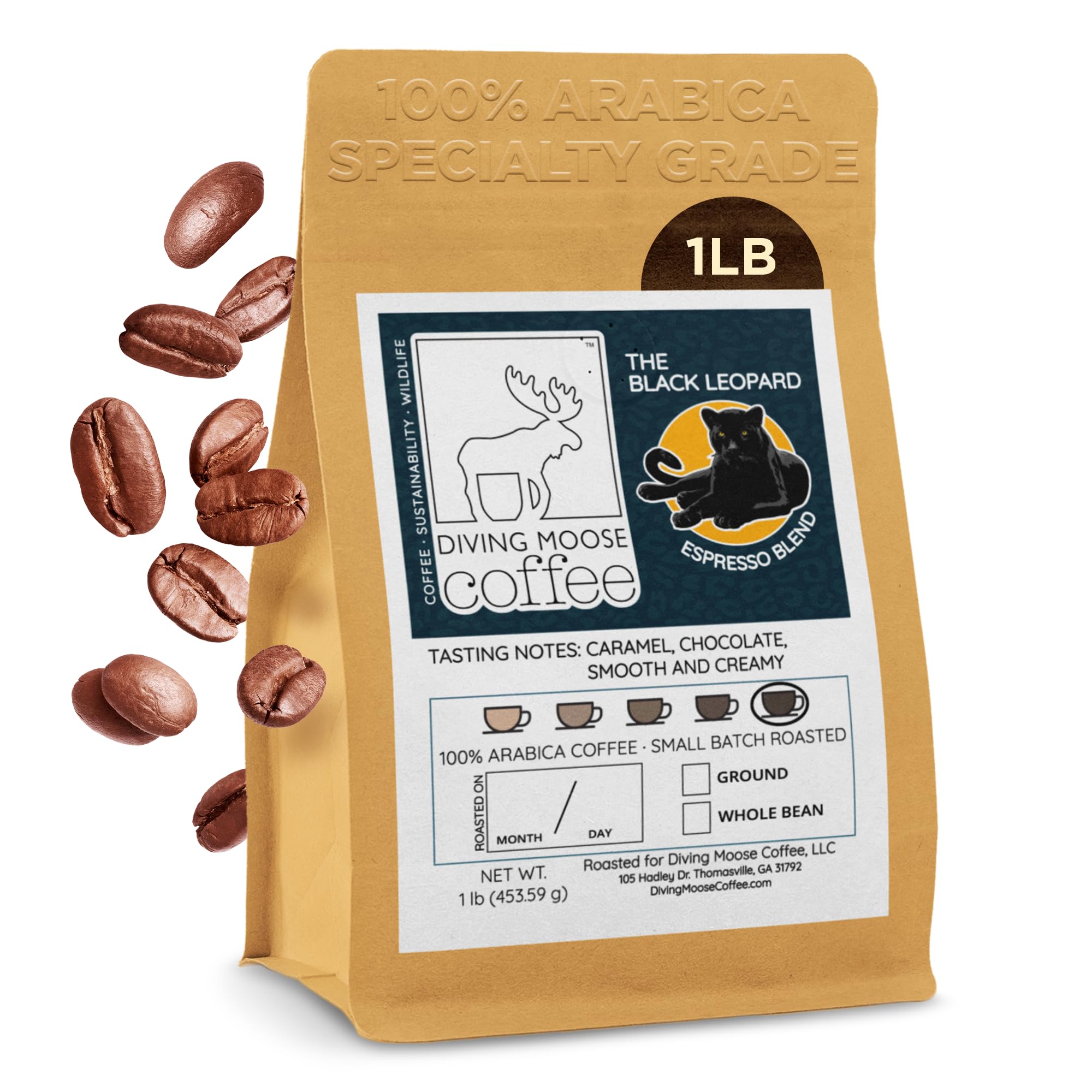 Amazon.com : Diving Moose Coffee - The Black Leopard Espresso 4-Bean ...