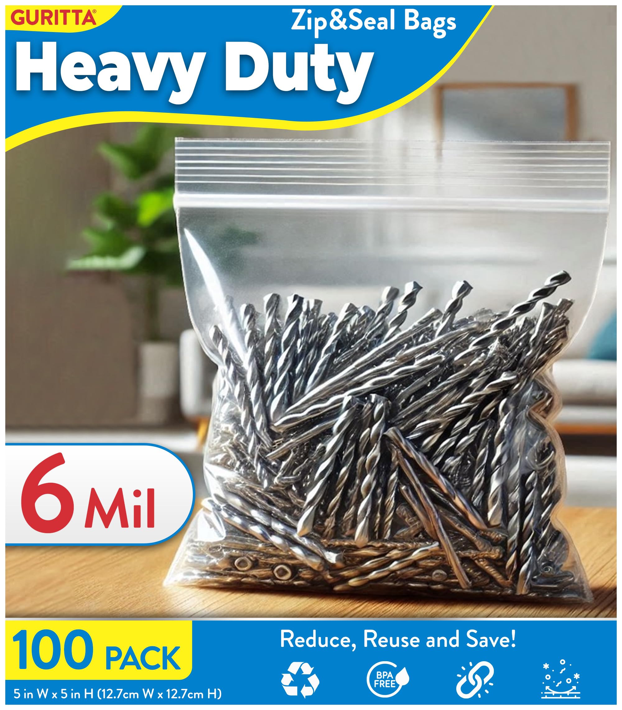 Amazon.com: Zip Top Bag, 6 Mil Thick Zipper Bag, Heavy Duty Plastic Bag ...