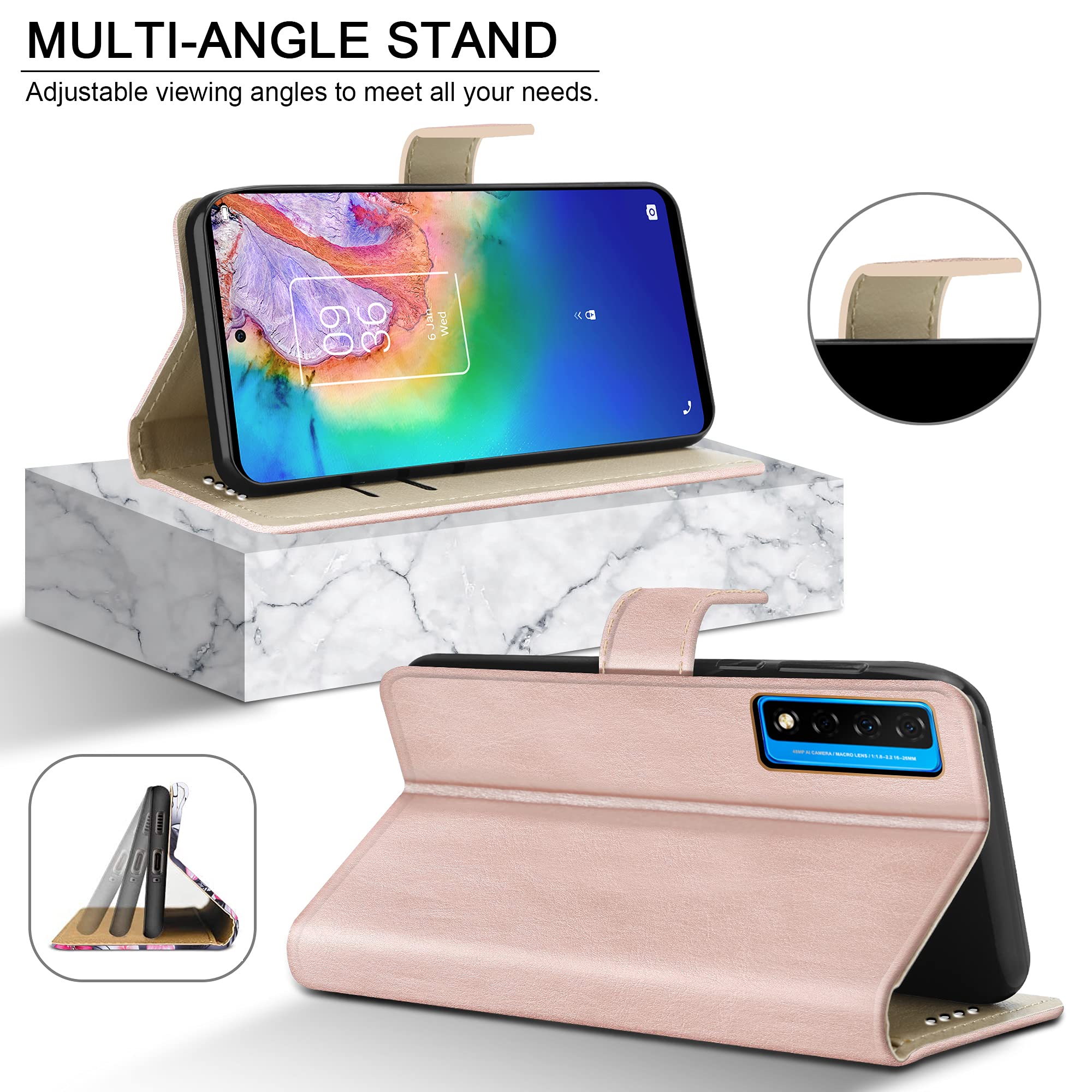 For TCL 305 306 403 405 40 SE 40R Case Leather Wallet Phone Cover ...