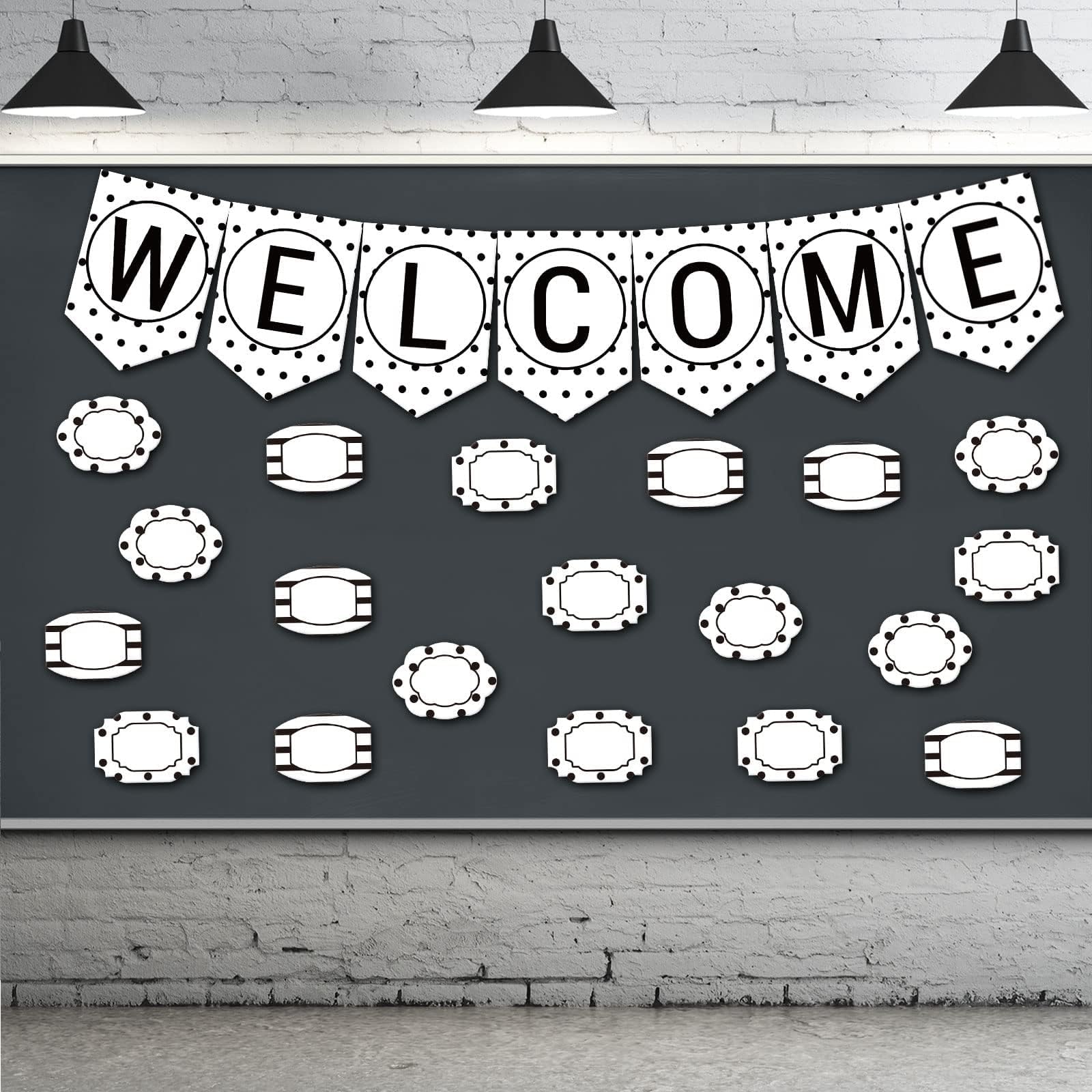 Amazon.com: 107Pcs black and white Welcome Bulletin Board Classroom ...