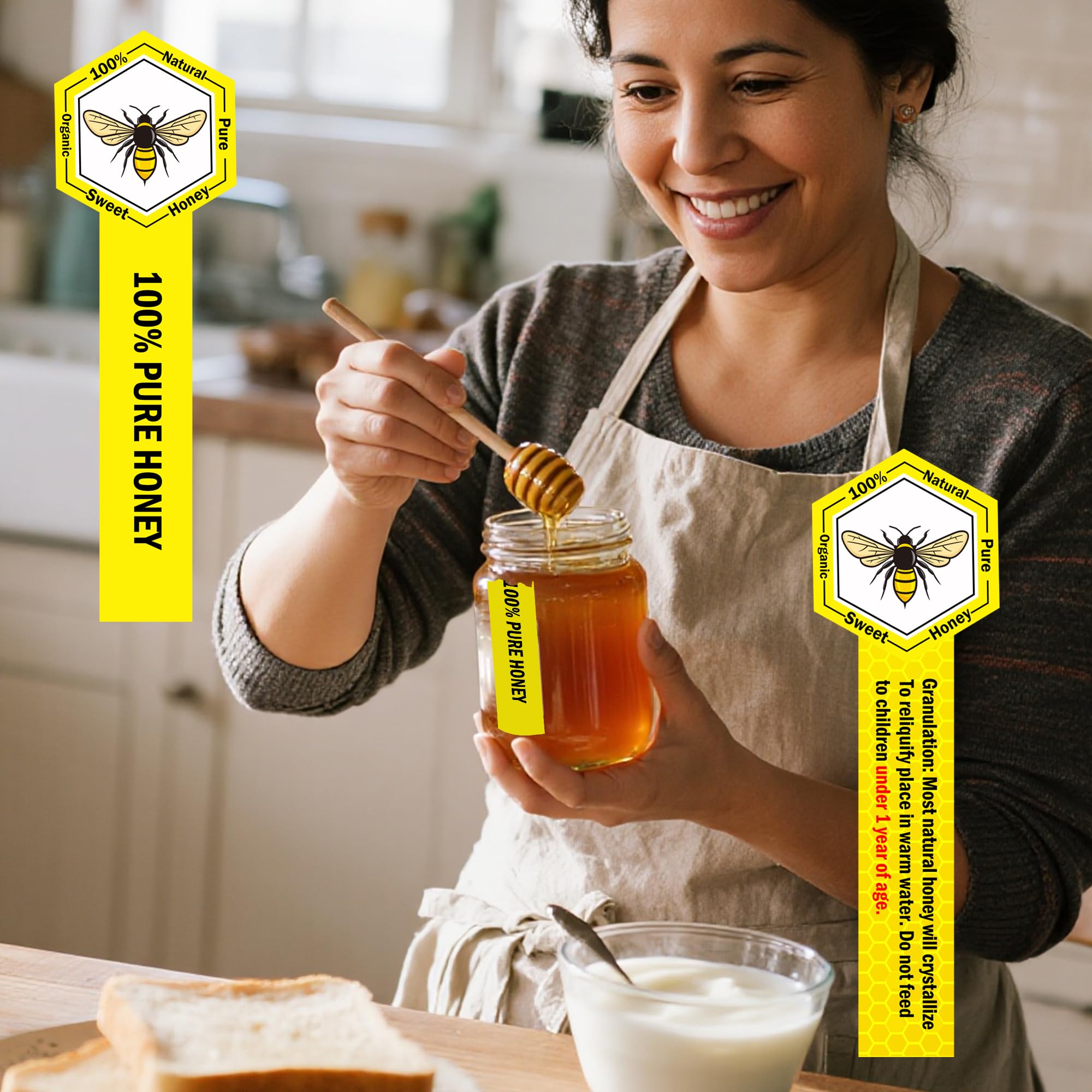 Snapklik.com : SMARSTICKER Tamper Proof Pure Honey Stickers 1.5 X 4 ...