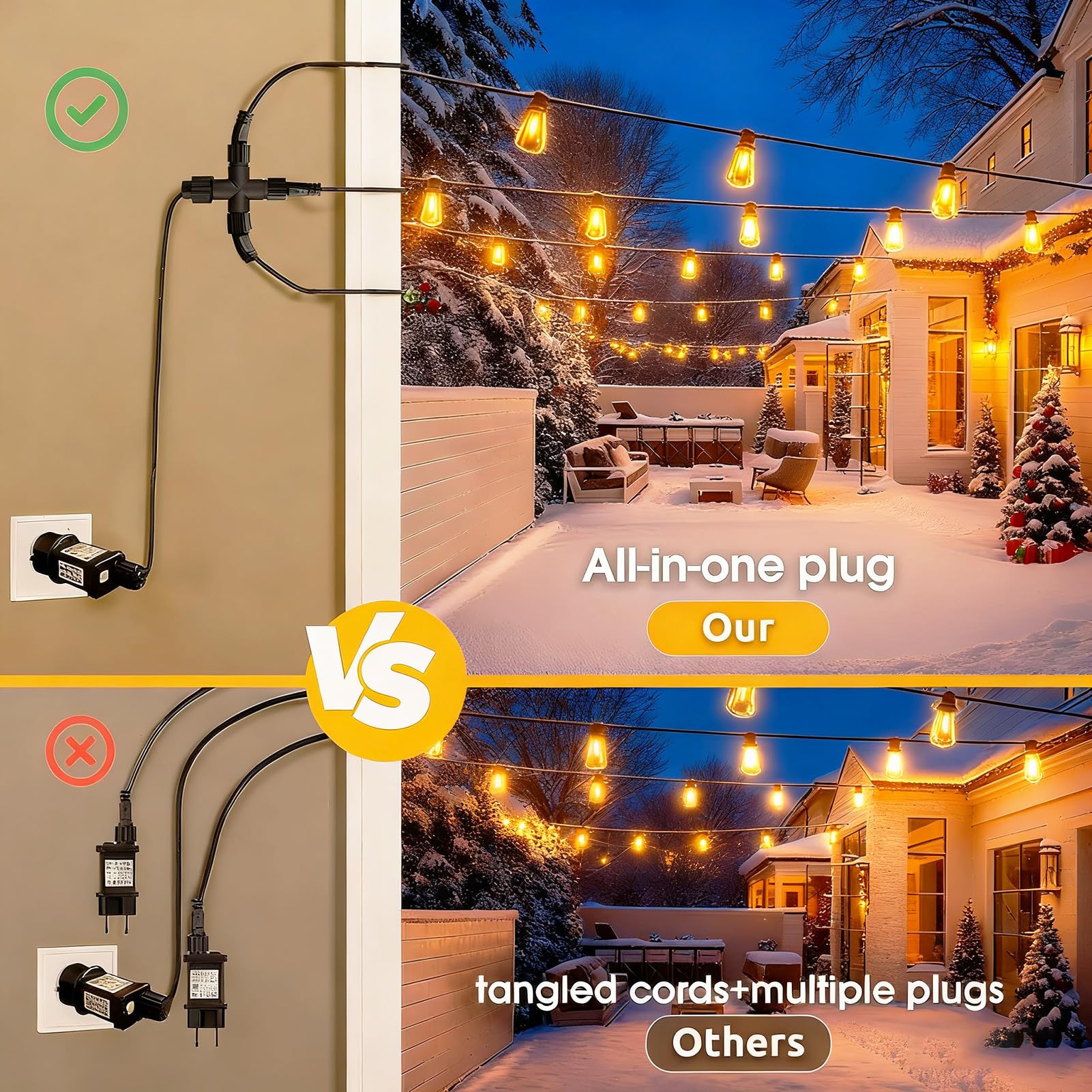 yowin 2 Pieces Splitter Connector for Fairy Lights, 2 Pin Christmas ...