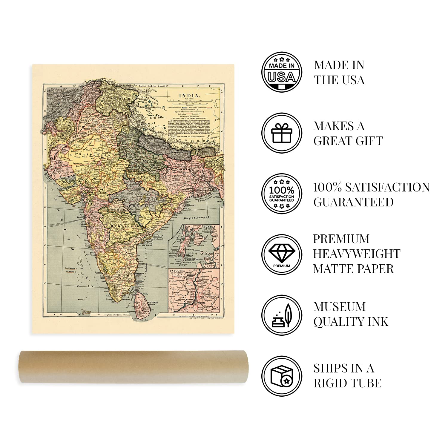 Buy HISTORIX Vintage 1903 India Map Poster - 18x24 Inch Vintage Map of ...