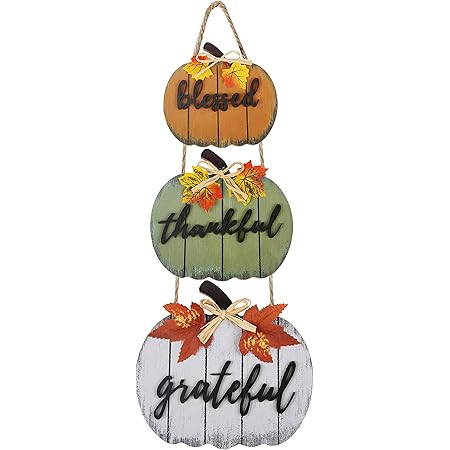 Amazon.com: 2 Pieces Give Thanks Wood Sign and Happy Thanksgiving Door ...