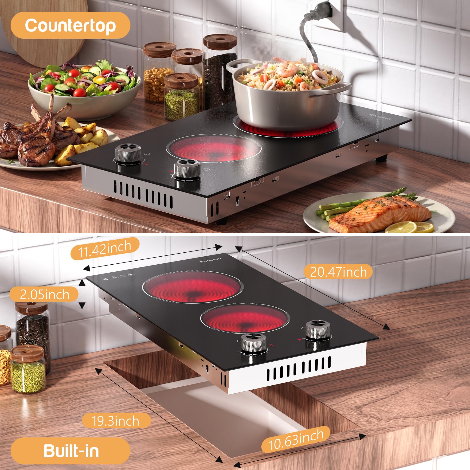 Snapklik.com : Electric Cooktop 2 Burner, 110V Electric Stove Plug In ...