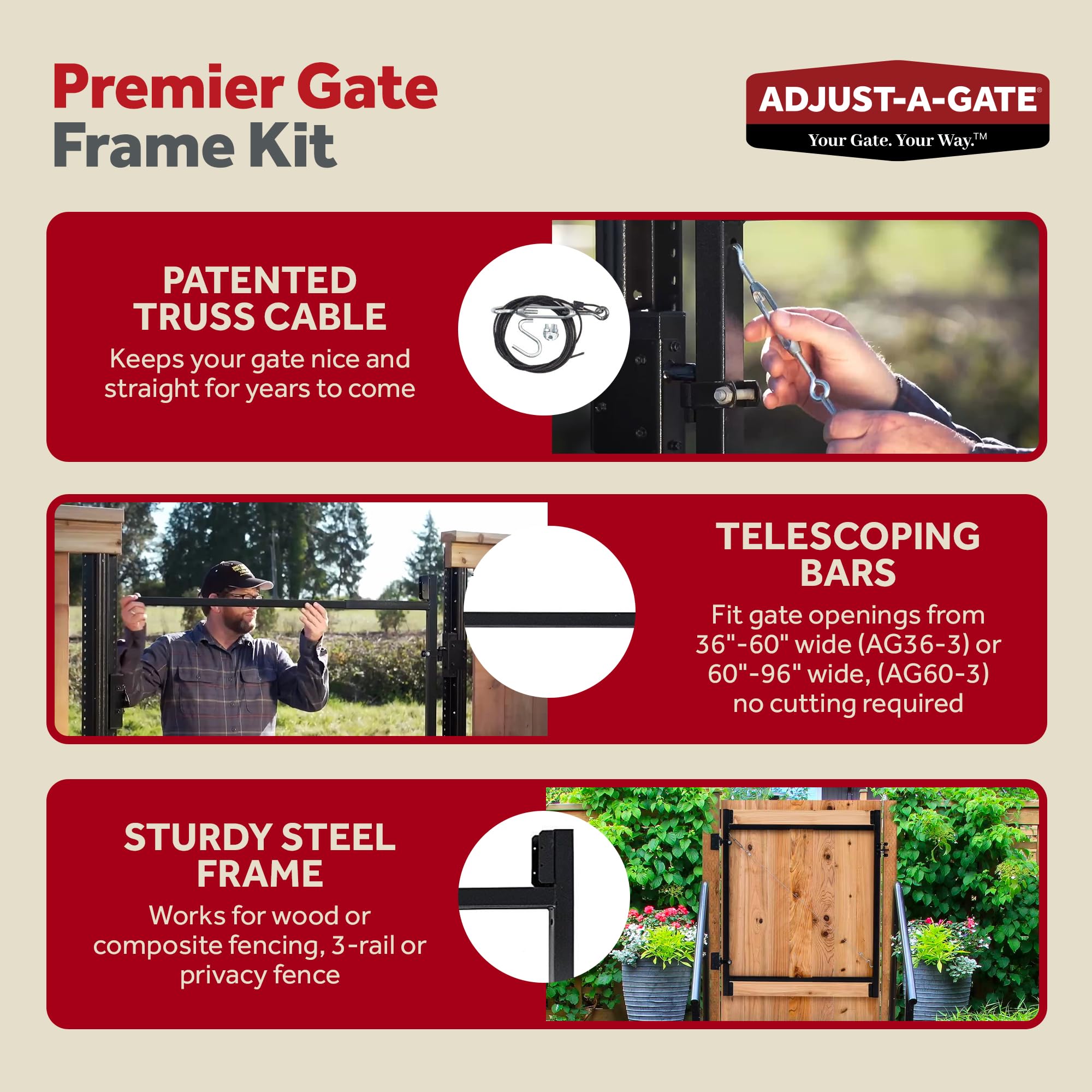 Snapklik.com : Steel Frame Anti Sag Adjustable Gate Building Kit 60 ...