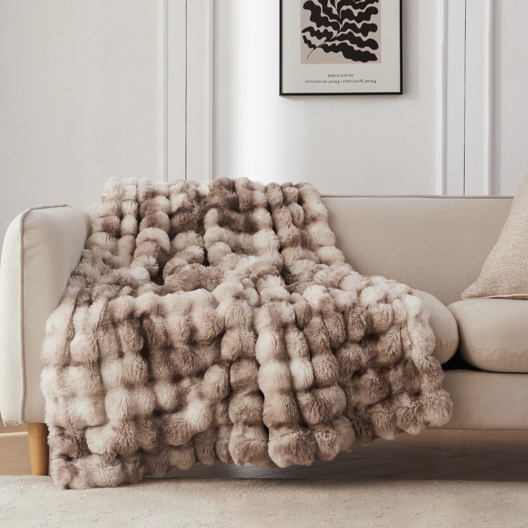 Amazon.com: BATTILO HOME Chocolate Brown Faux Fur Throw Blanket for ...