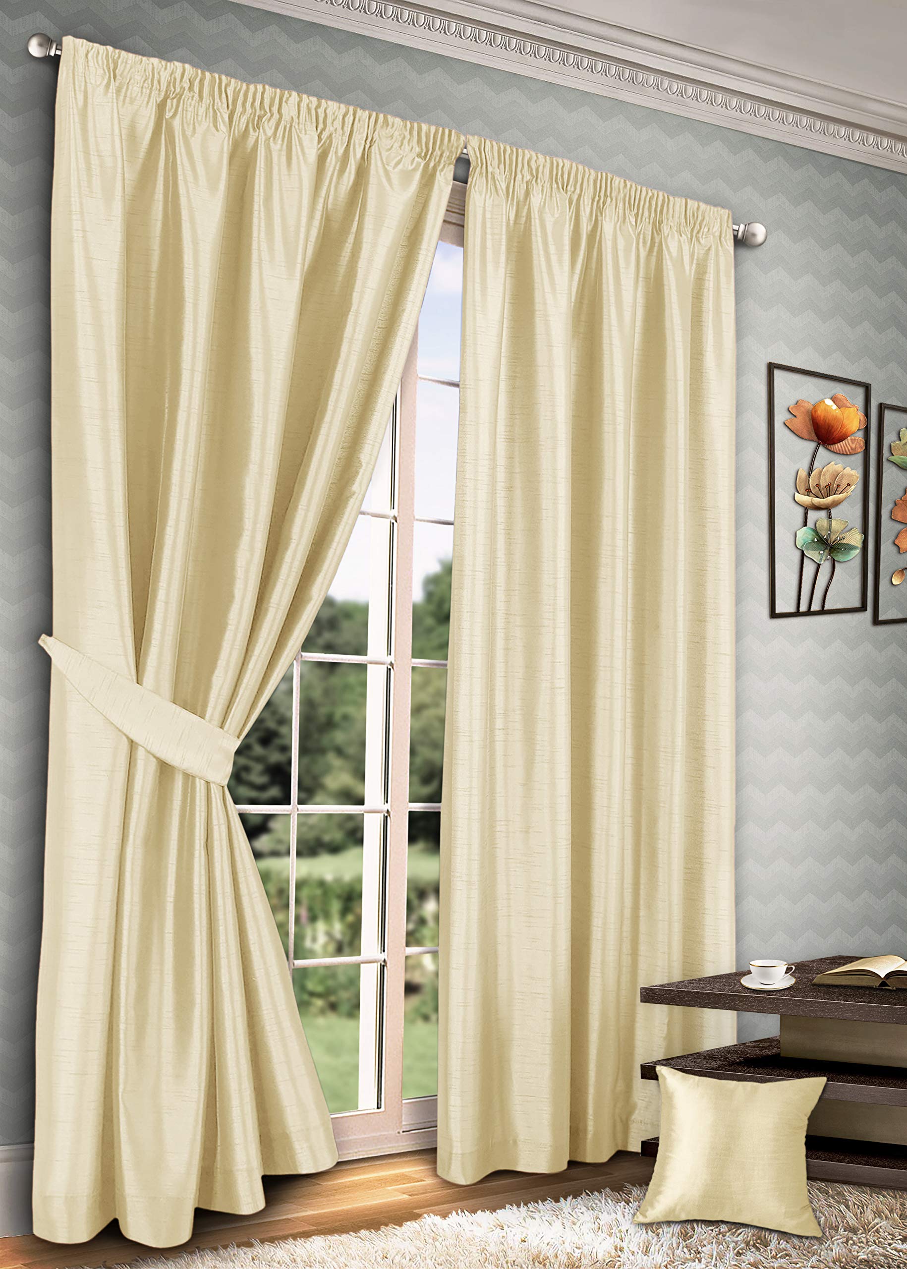 Intimates Fully Lined Faux Silk Window Treatment Curtain Pair Pencil ...