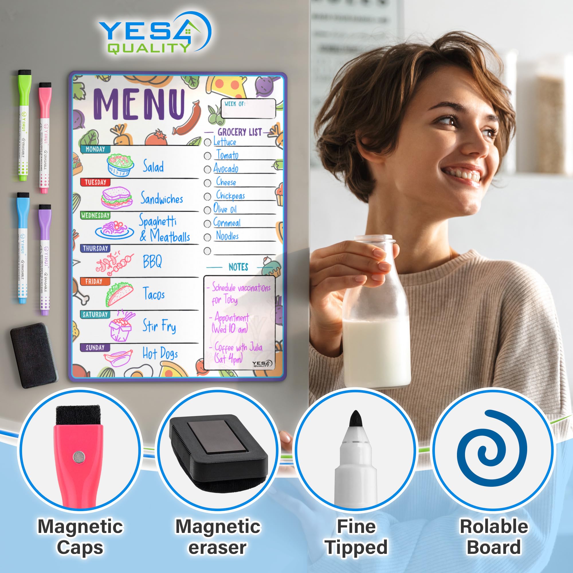 Magnetic Dry Erase Menu Board – 16×12, Fruit – Weekly Meal Planner ...