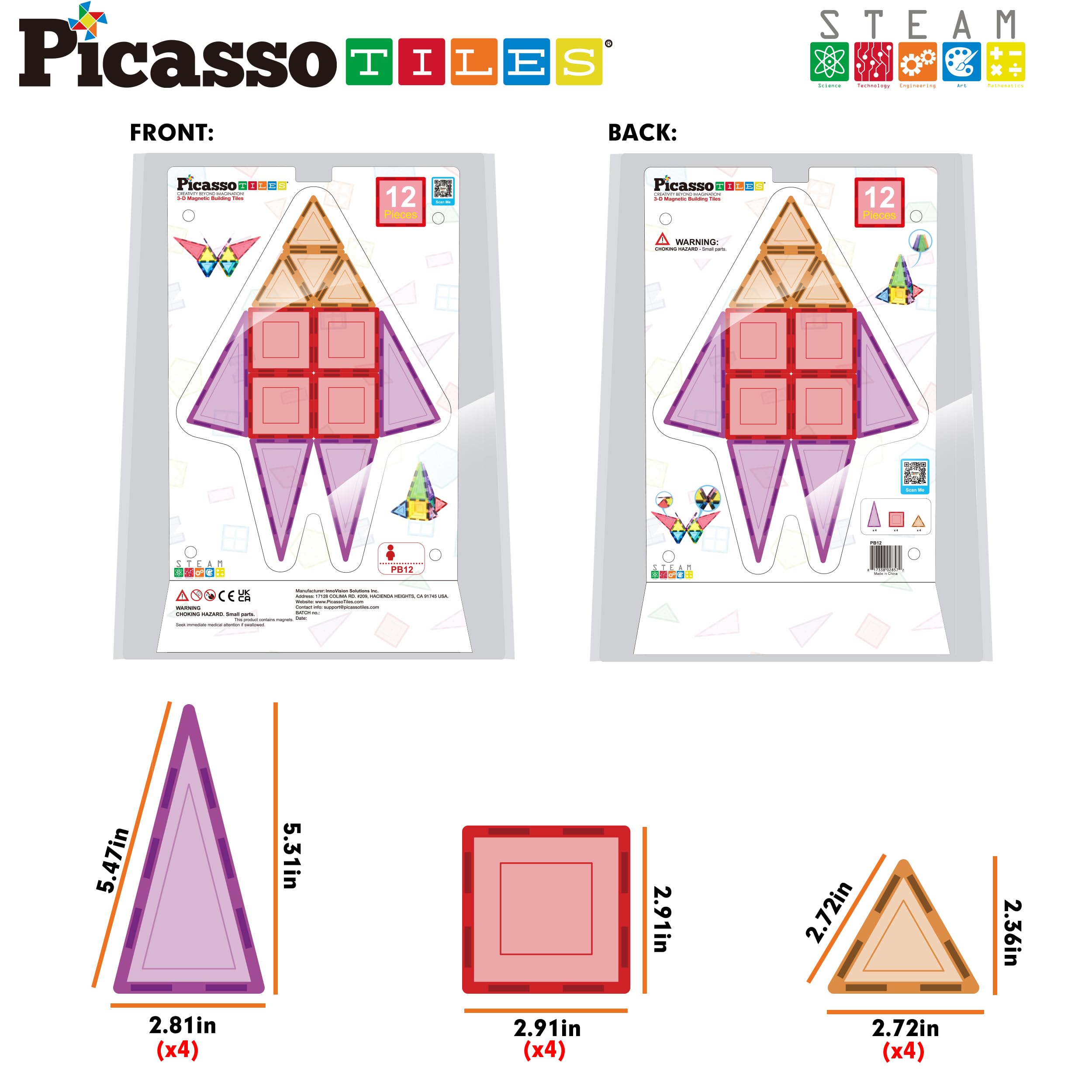 Snapklik.com : 12pc Magnet Tile Building Block Set Magnetic ...