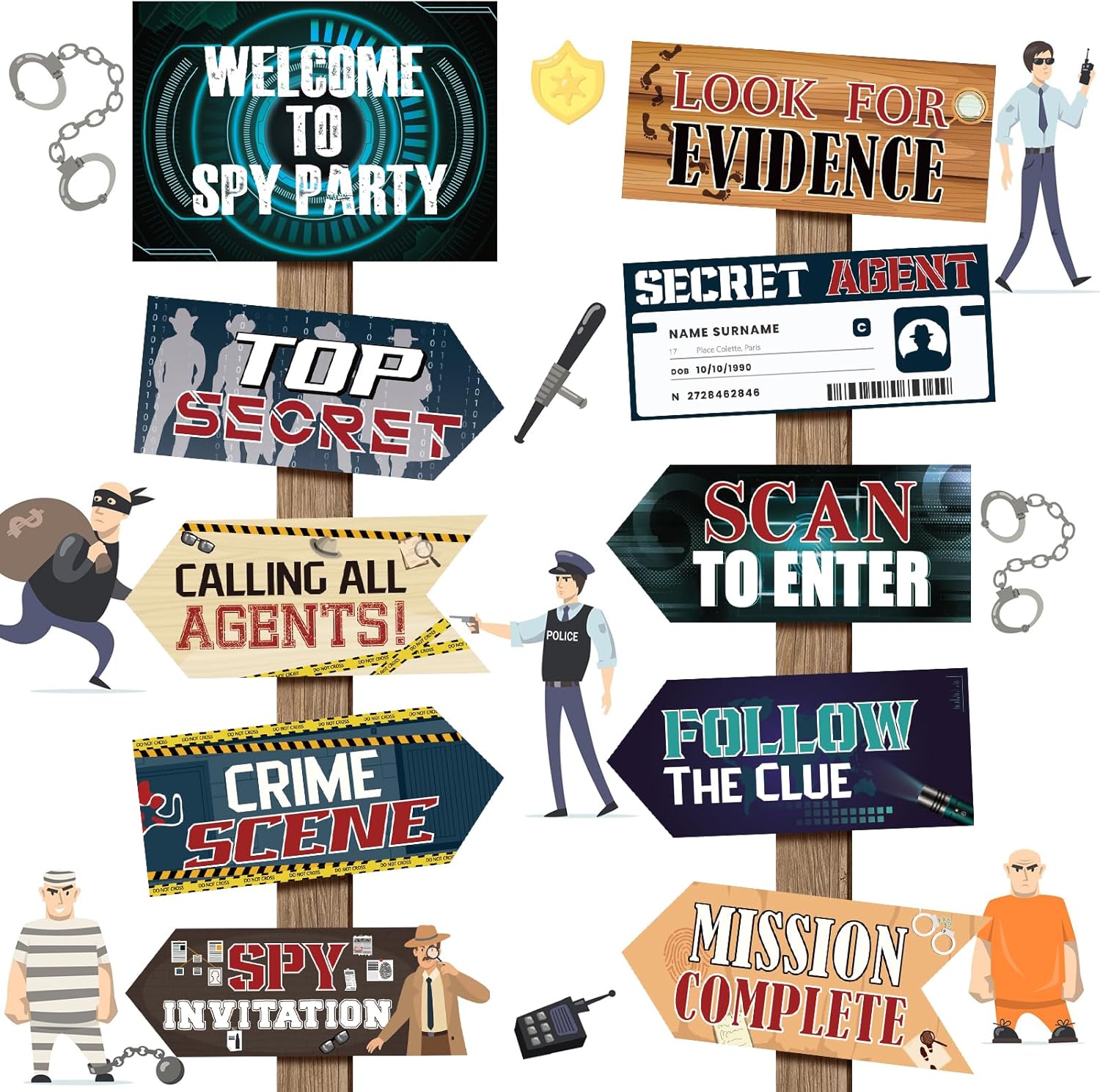 Amazon.com: 20 Pieces Secret Agent Detective Decorations Welcome to Spy ...