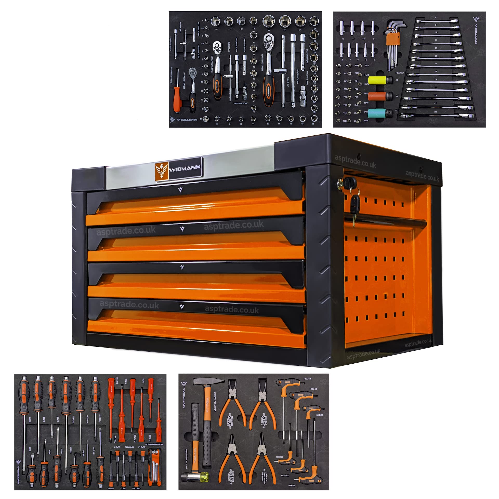WIDMANN Tool Trolley Cabinet with Tools Steel Workshop Storage Chest ...