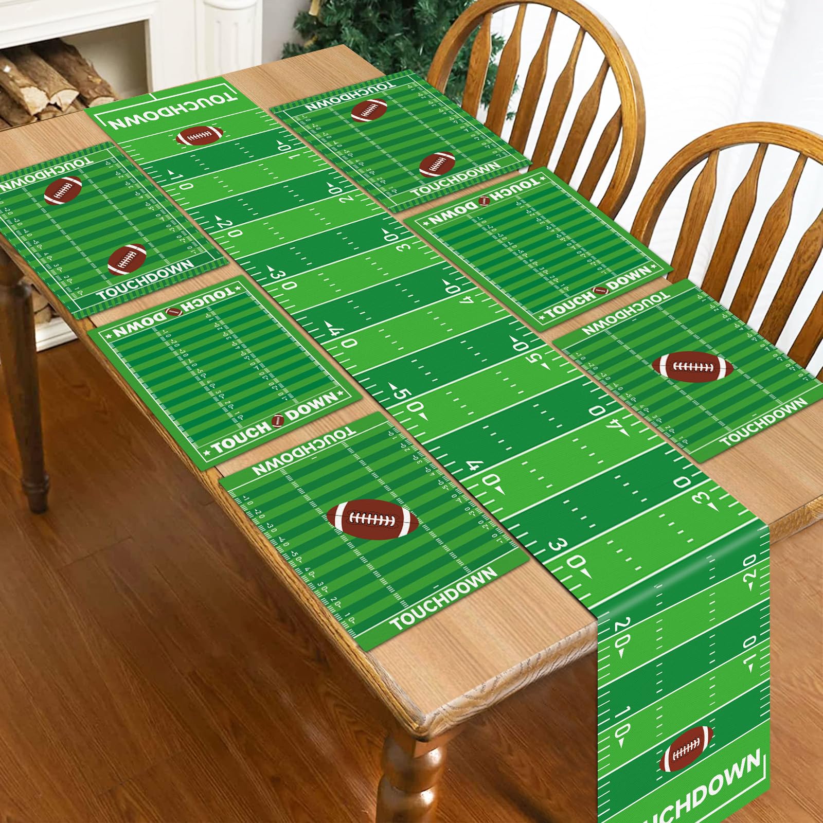 Amazon.com: 7Pcs Football Party Decorations Green Touchdown Placemats ...