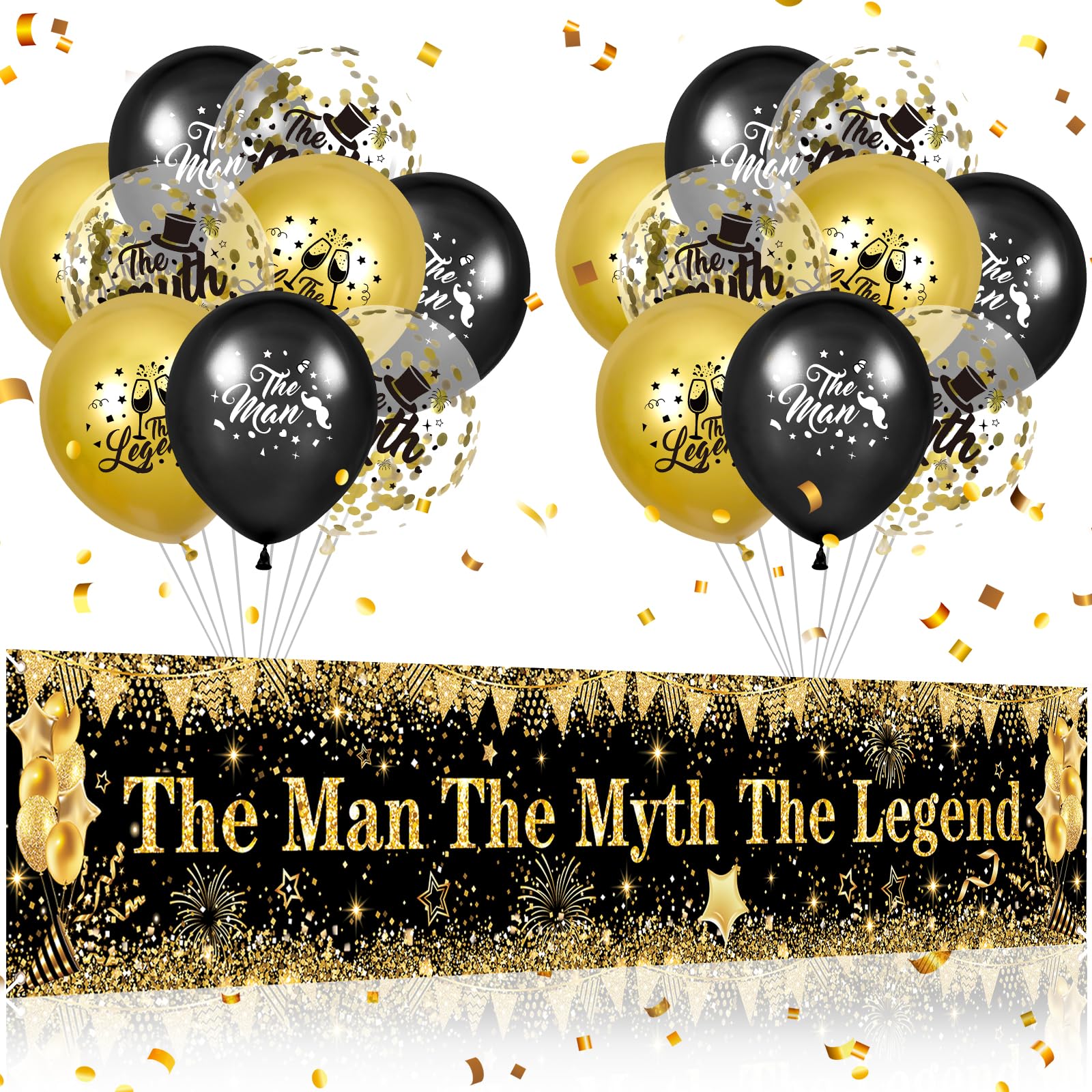 Amazon.com: The Man The Myth The Legend Decorations Large Black Gold ...