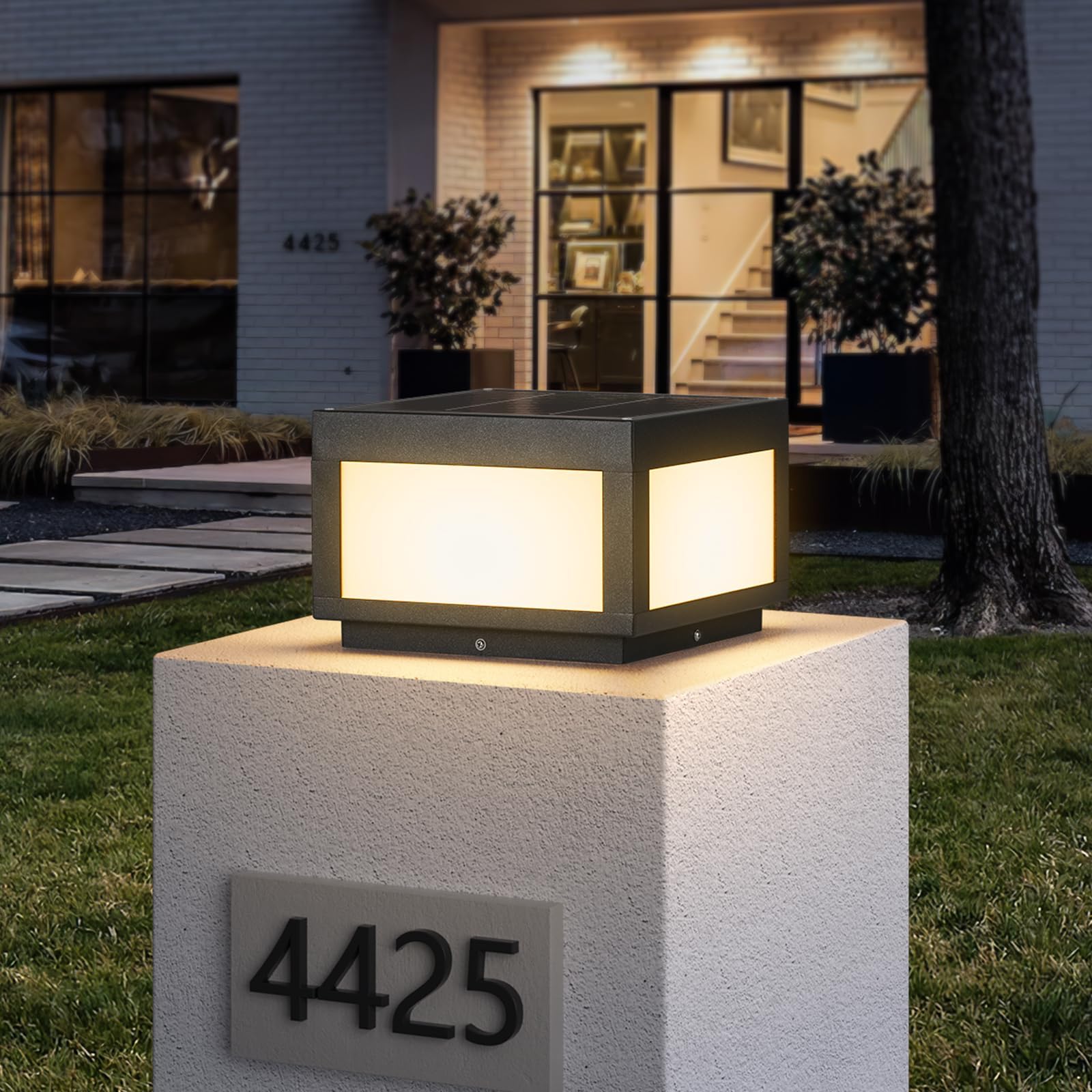 SCNYCUL Outdoor Solar Post Cap Lights with Dusk to Dawn, Modern Solar ...