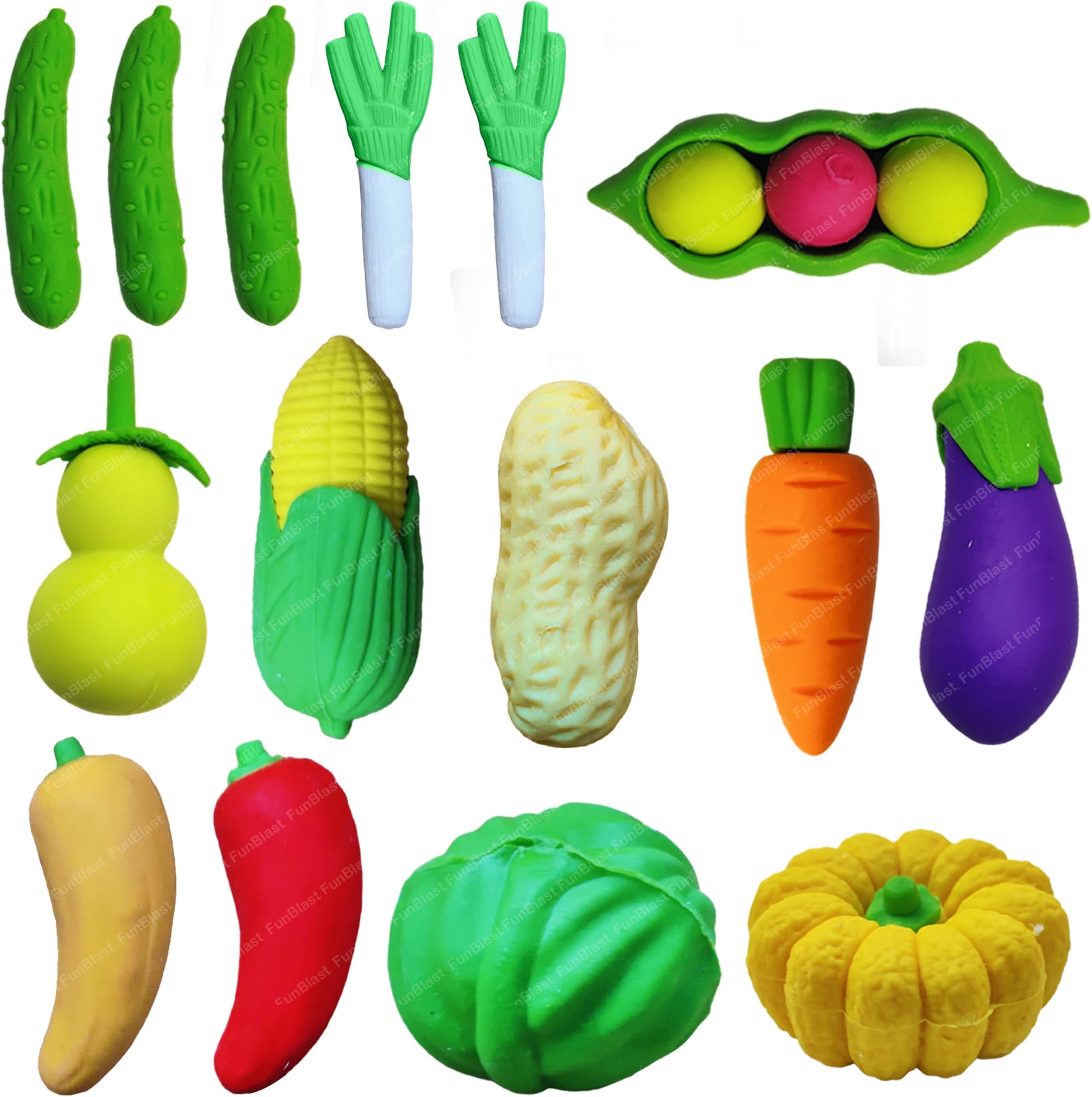 FunBlast Erasers for Kids – 15 Pcs Vegetables Shaped Erasers, Fancy ...