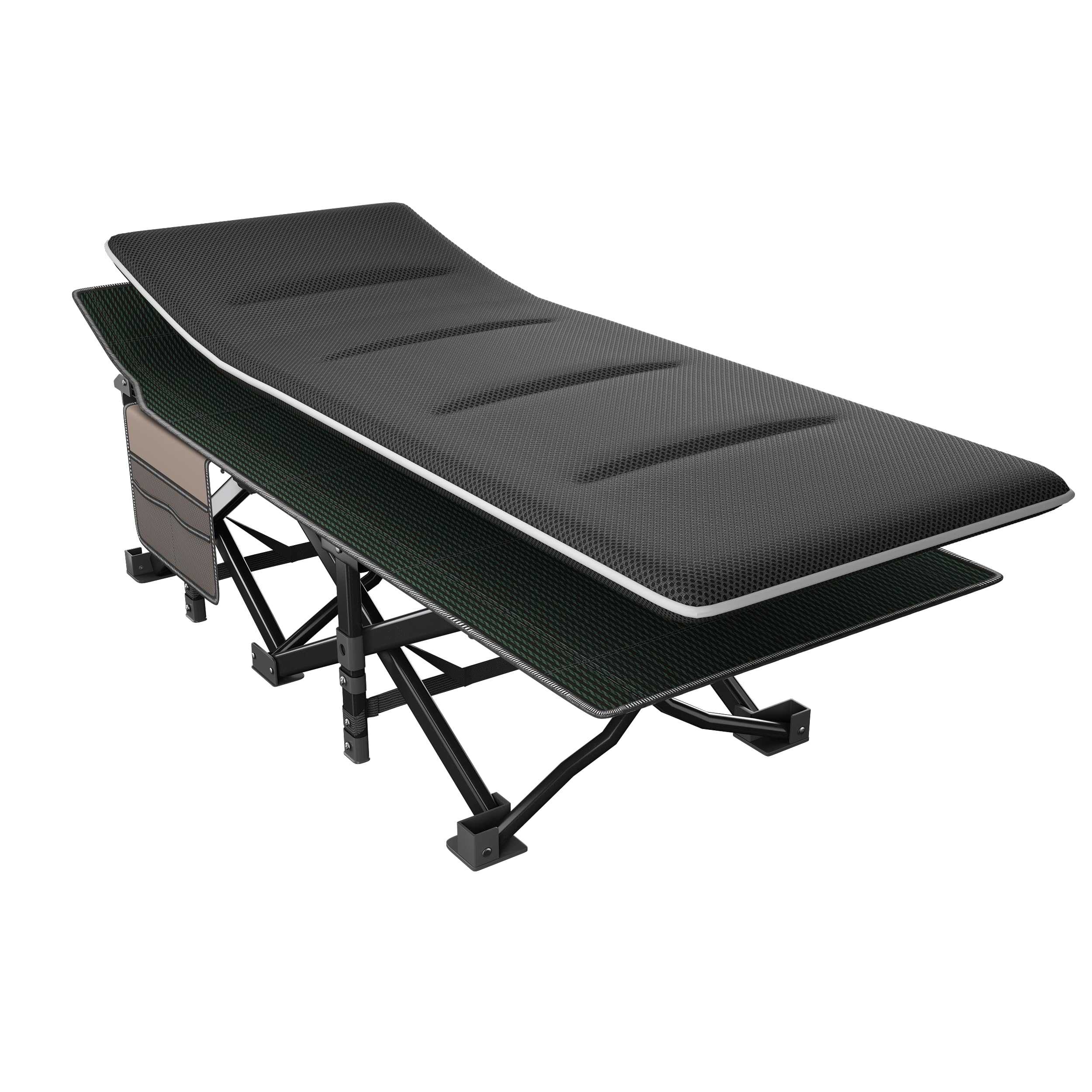 Overmont Camping Cot with Cushion - Extra Wide Portable Folding Cot for Adults with Carry Bag ...