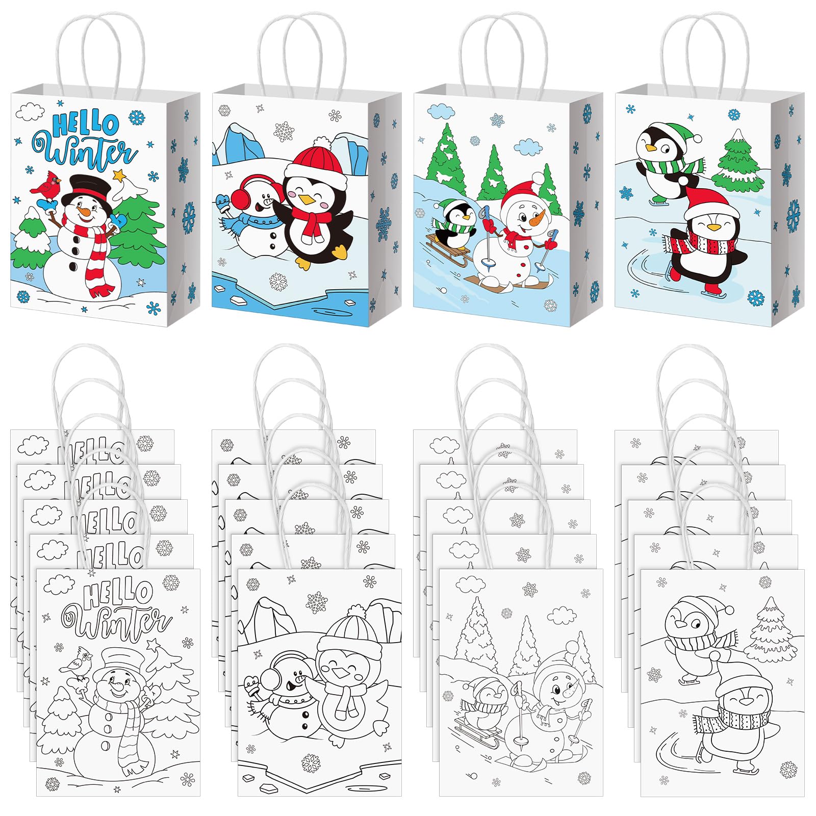 Amazon.com: Epakh 24 Pcs Winter Gift Bags for Kids Bulk Color Your Own ...