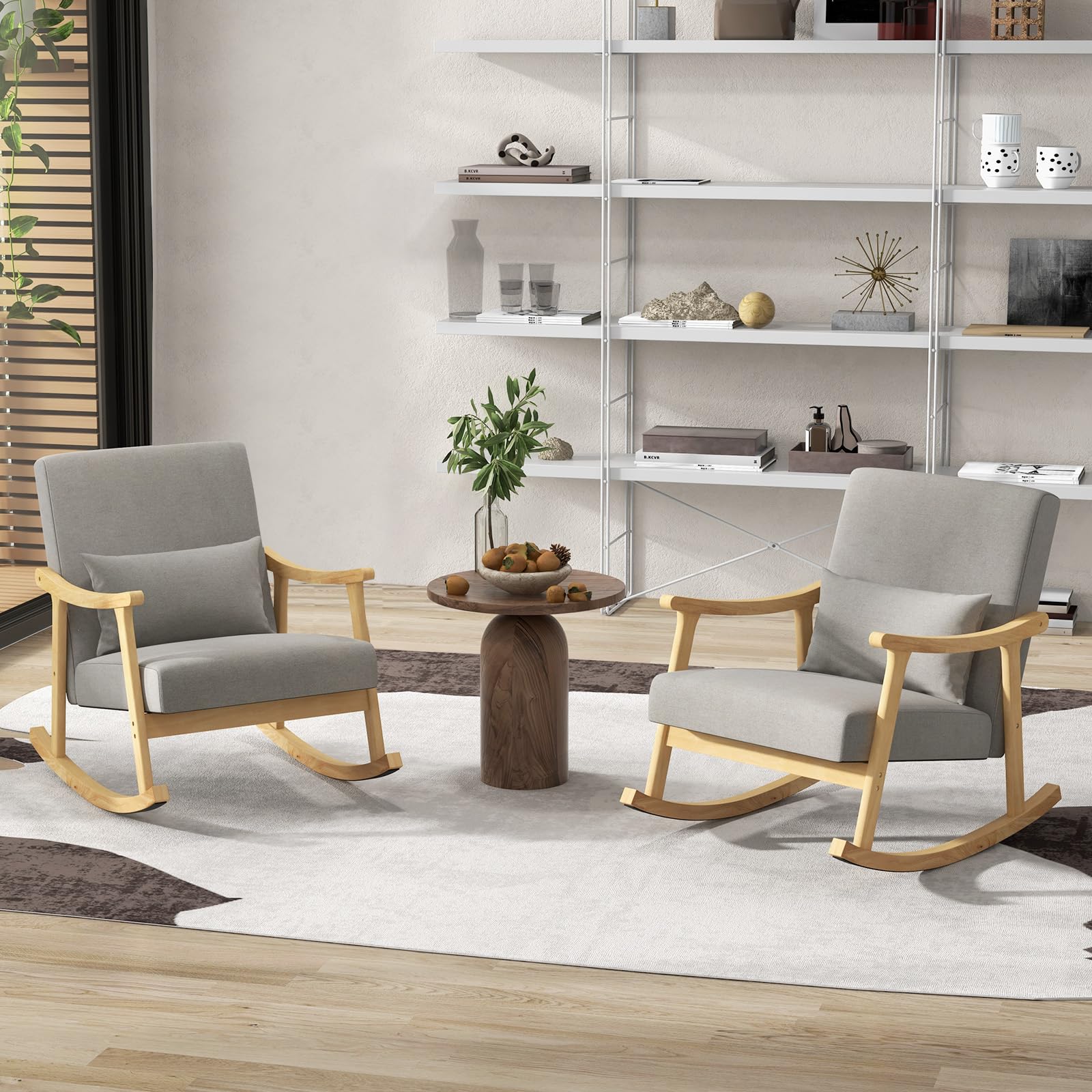 Amazon.com: Giantex Rocking Chair Nursery Set of 2, Rocker Arm Chair w ...