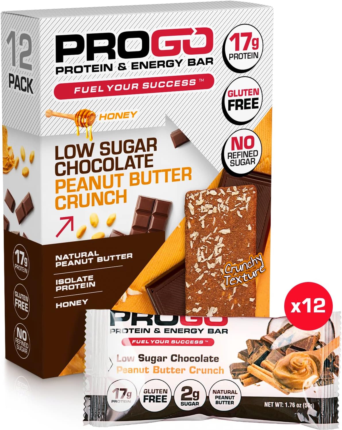 Amazon.com : Progo Protein Bars | High Energy Low Sugar Chocolate ...