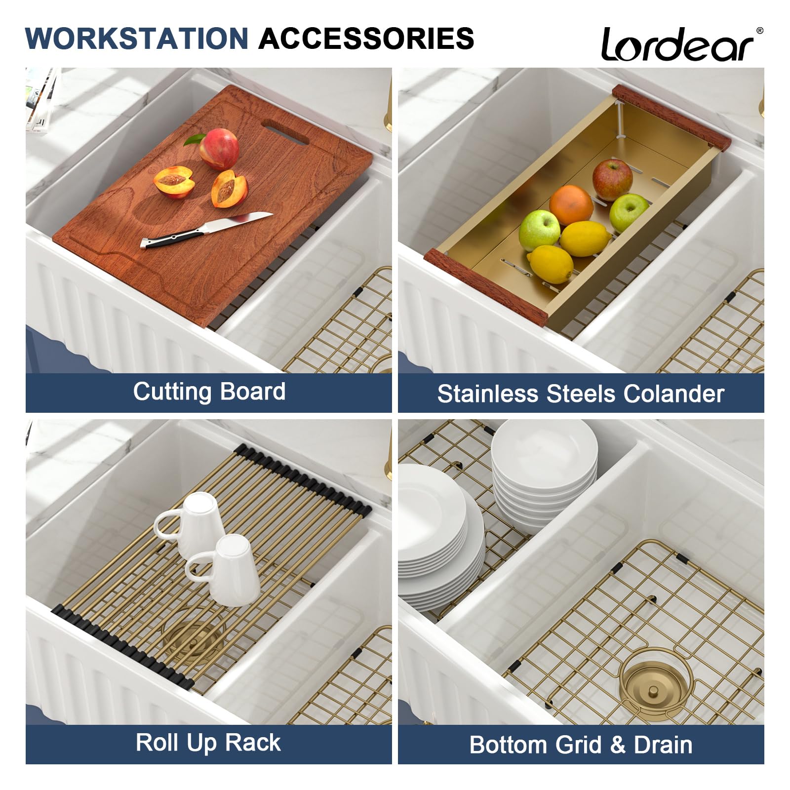 Snapklik.com : 33 Inch White Farmhouse Kitchen Sink 33x20x10 Inch ...