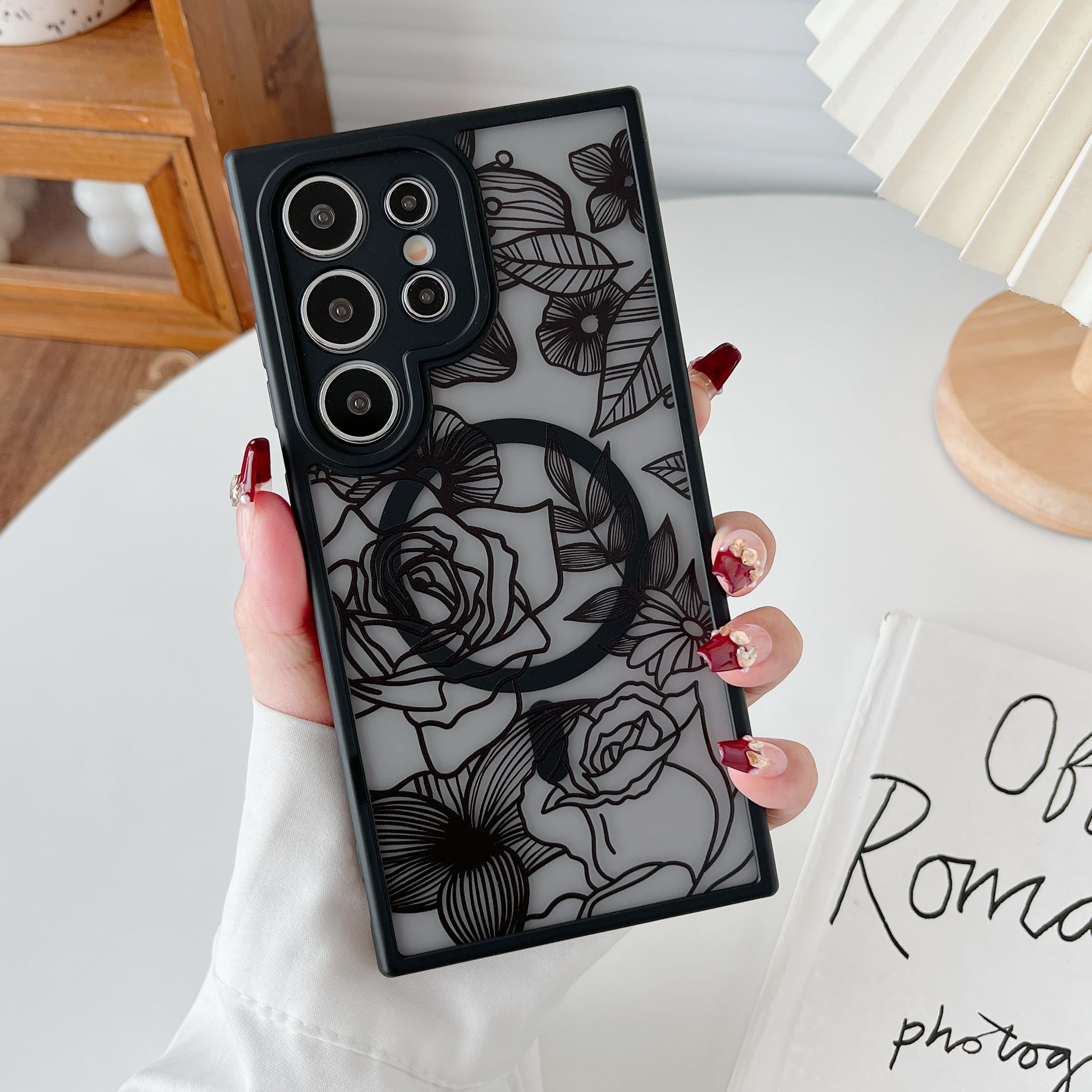 Amazon.com: XIZYO Magnetic Case for Samsung Galaxy S24 Ultra Floral ...