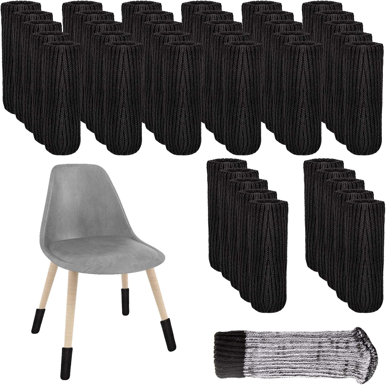 40PCS Chair Leg Floor Protectors Chair Leg Covers Extra Elastic Feet ...