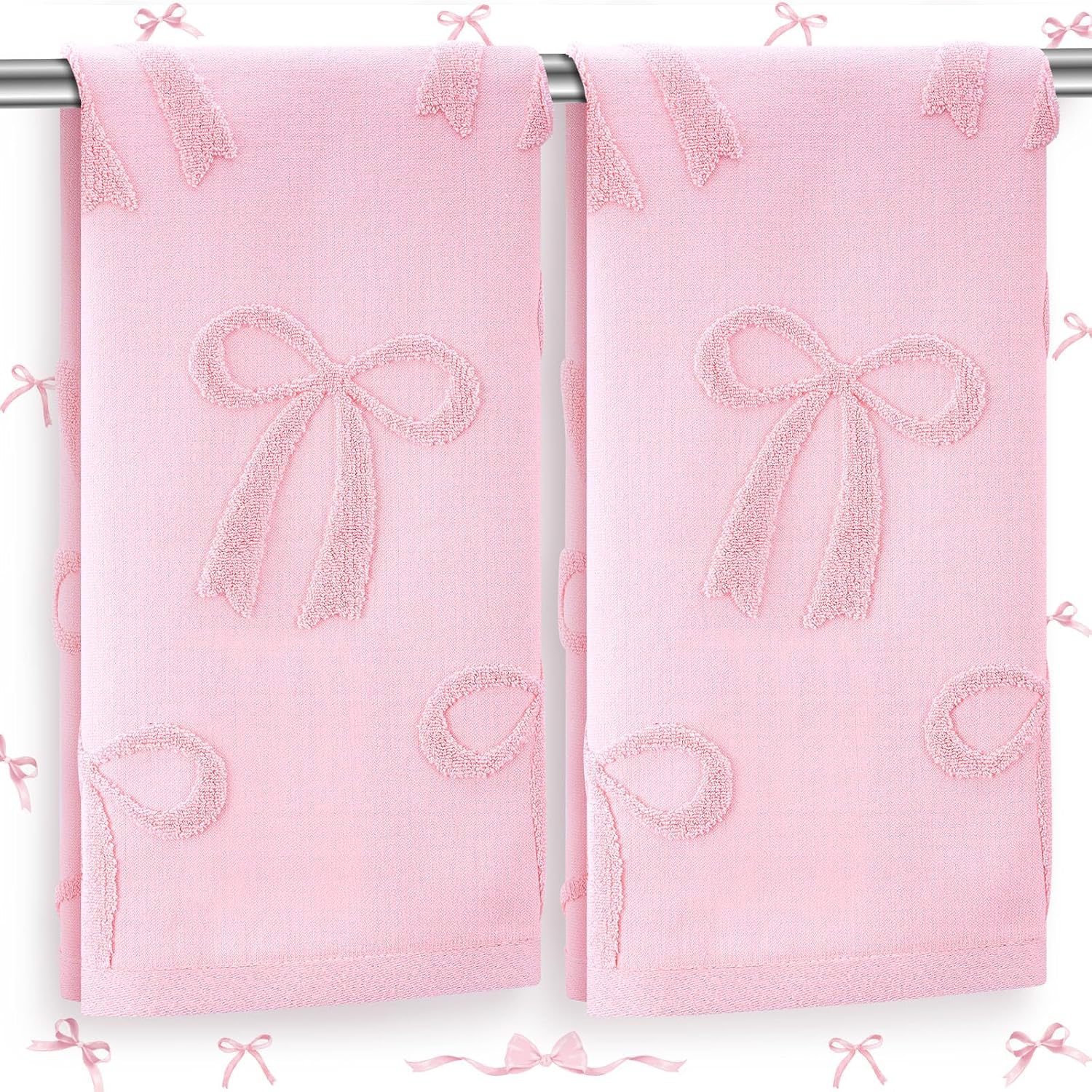 Amazon.com: 2 Pcs Pink Bow Hand Towels Coquette Bow Towel Bowknot Dish ...