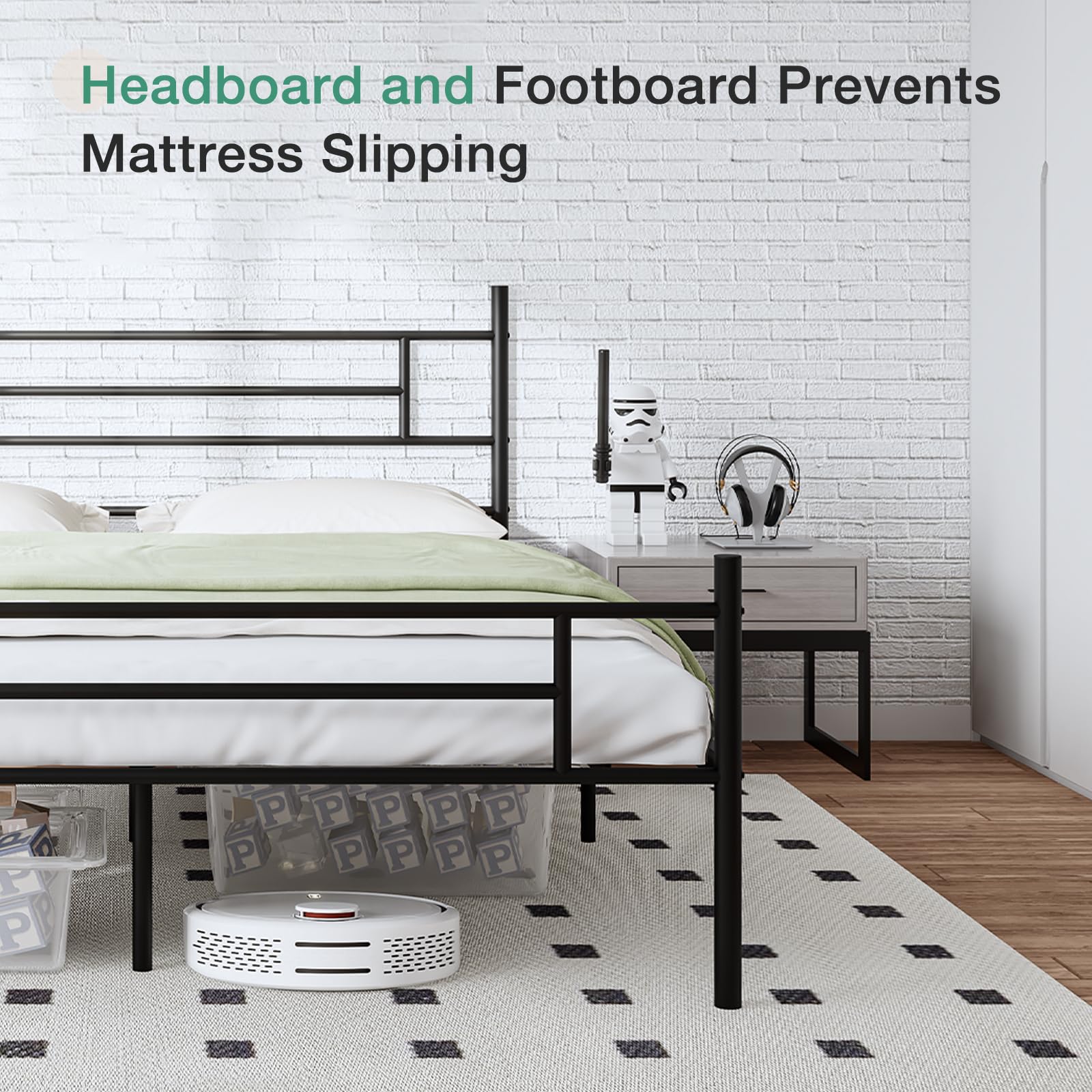 Novilla King Size Bed Frame with Headboard and Footboard, 14 Inch Metal Platform Bed Frame ...